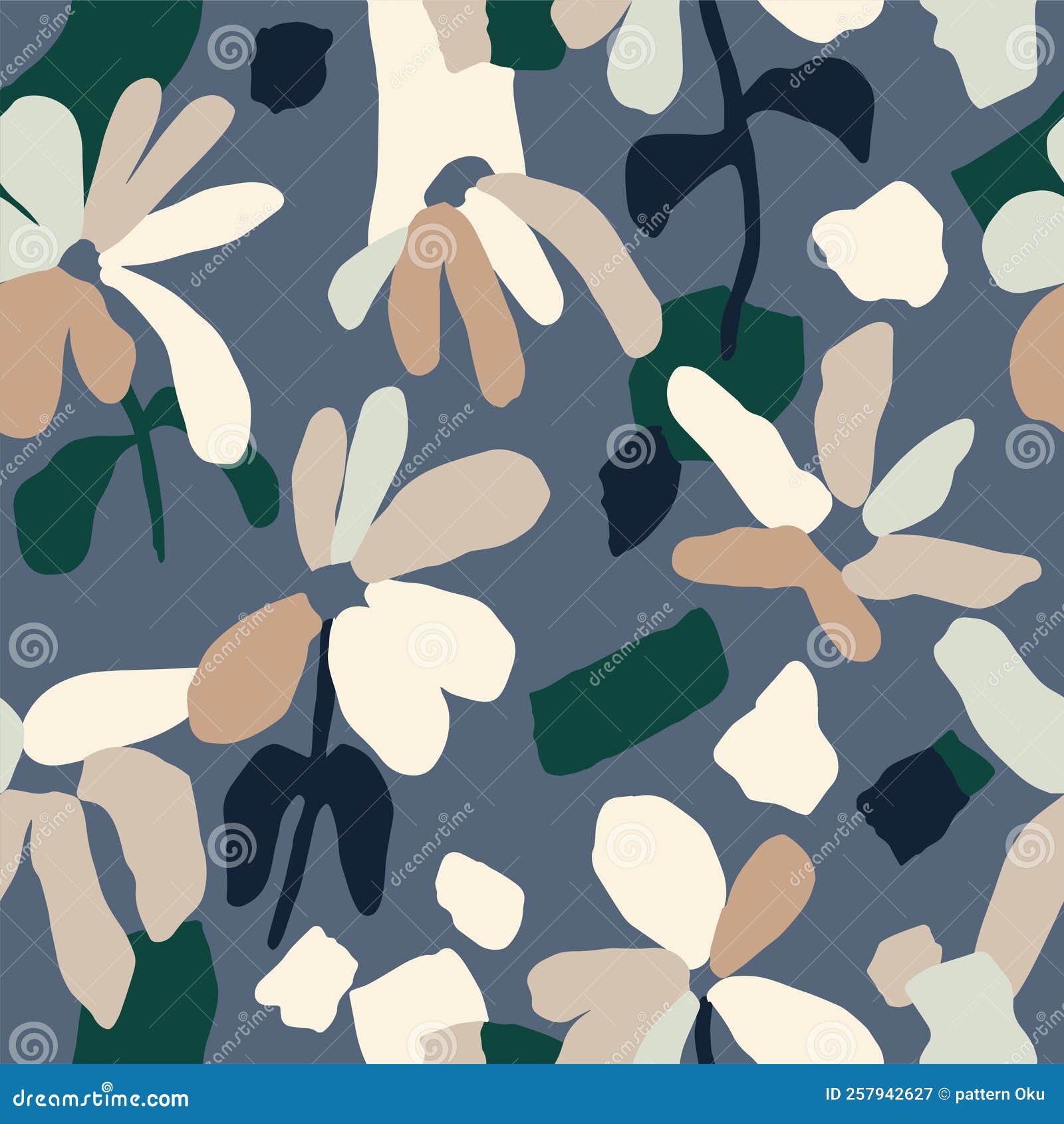 Vector Cute Abstract Shape Flower Illustration Seamless Repeat Pattern ...