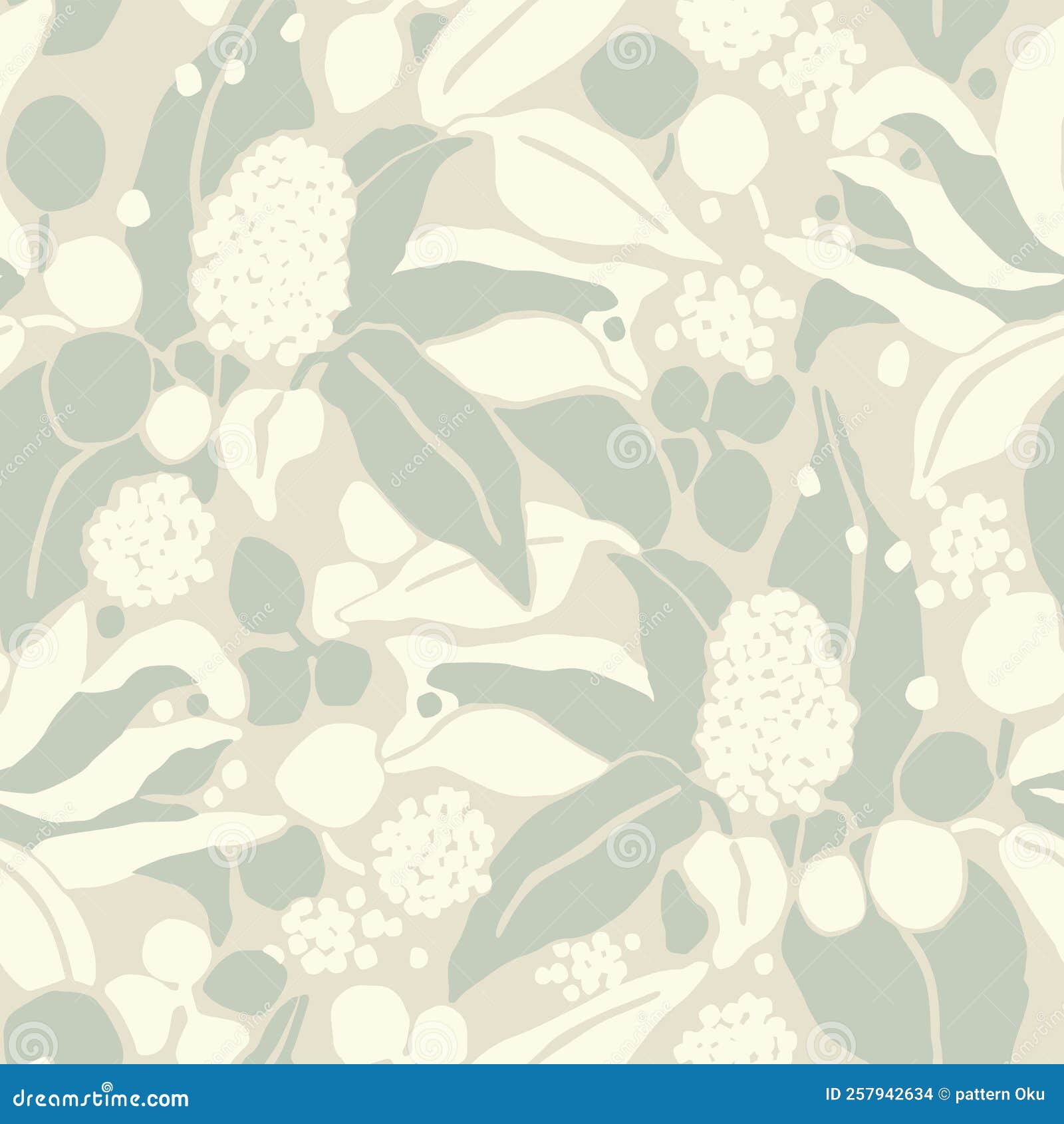 Vector Leaf and Nature Themed Illustration Seamless Repeat Pattern ...