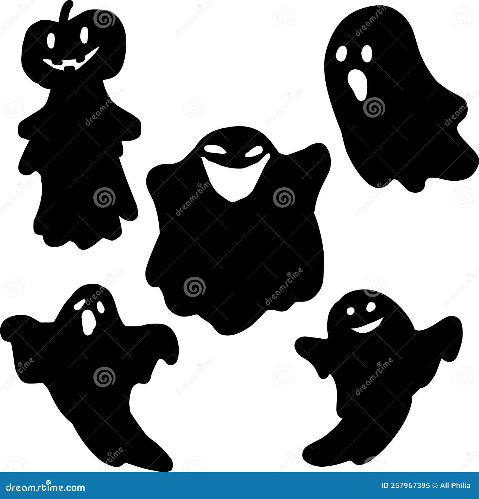 Flying Cute Ghost Vector for Halloween Stock Vector - Illustration of ...