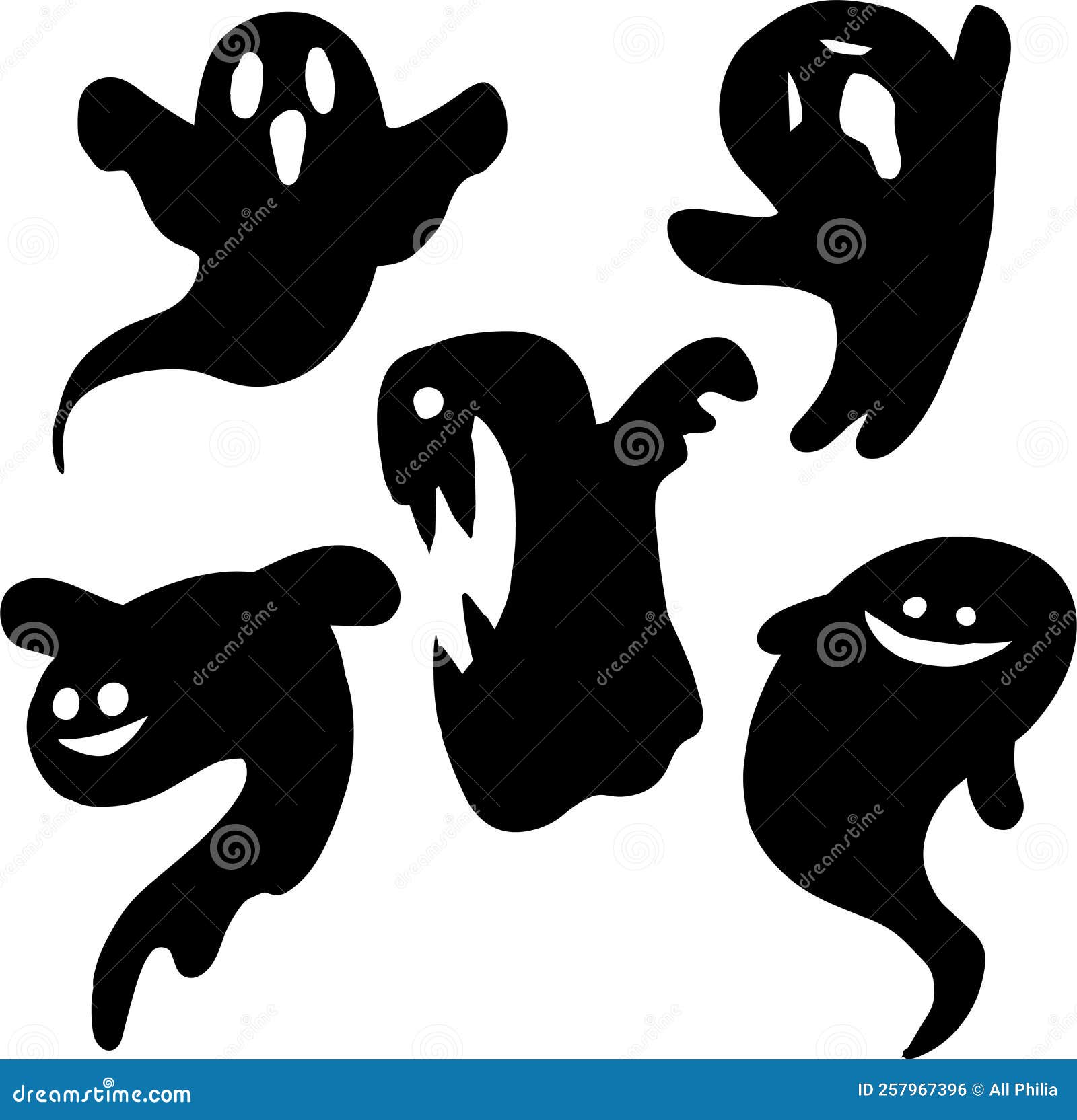 Flying Cute Ghost Vector for Halloween Stock Vector - Illustration of ...