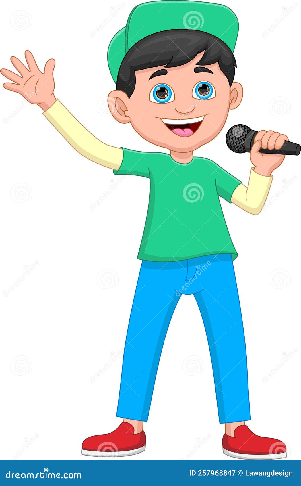 Cartoon Boy Singing on White Background Stock Vector - Illustration of ...