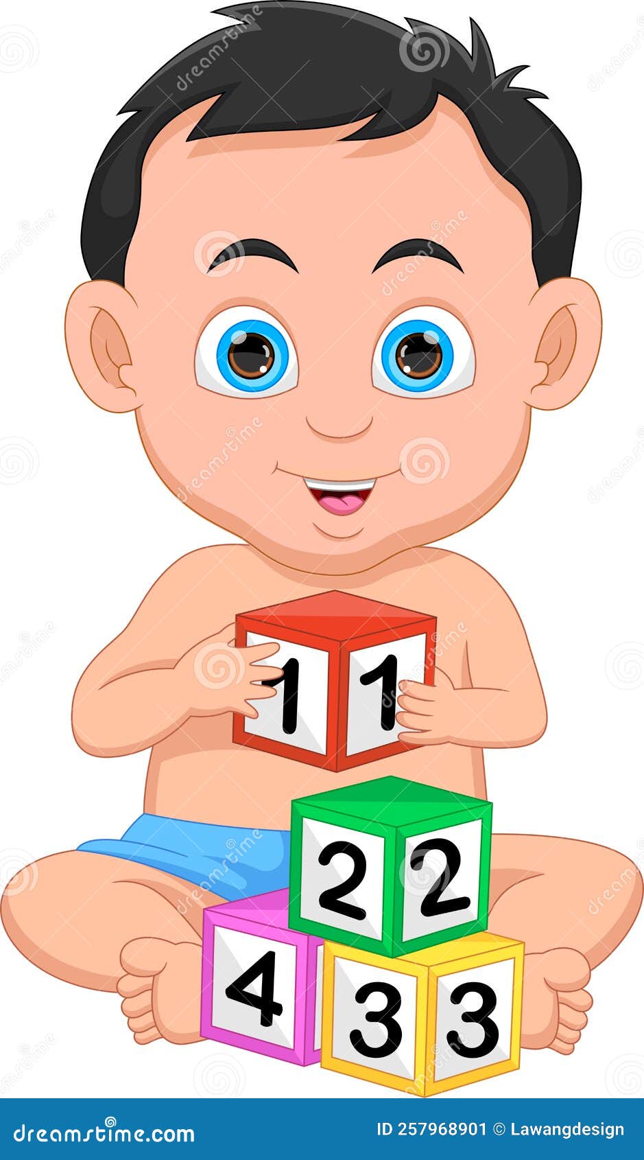 Cute Baby Cartoon Playing with Alphabet Blocks Stock Vector ...