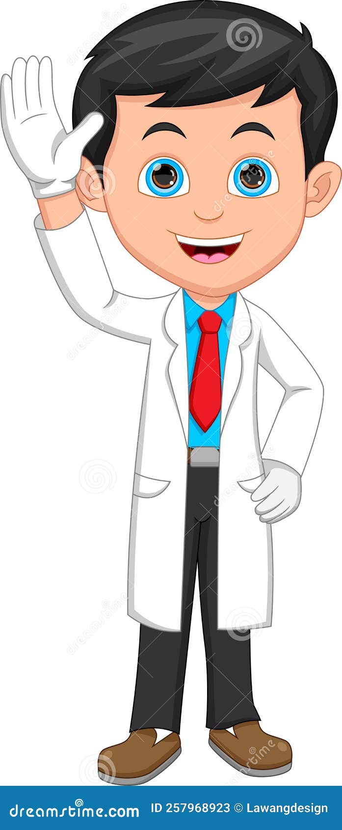 Cartoon Cute Young Doctor Waving Stock Vector - Illustration of ...