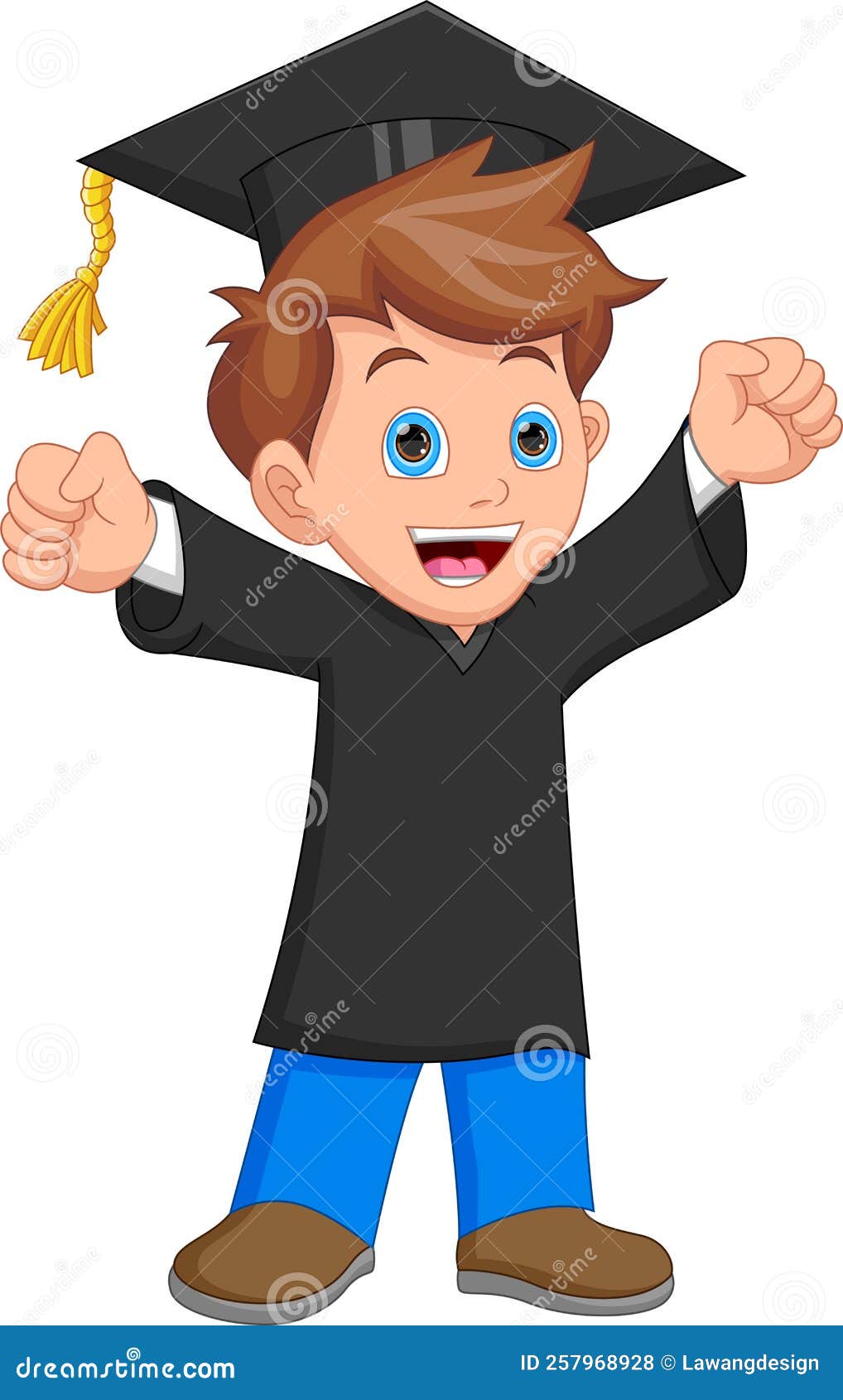 Cartoon Boy in Graduation Costume Stock Vector - Illustration of ...