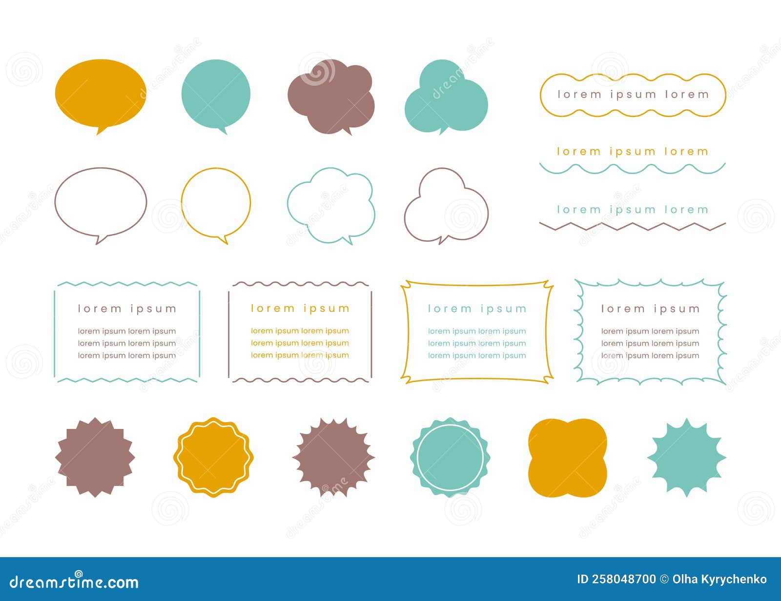 Set of Speech Bubbles, Stickers, Frames for Text and Titles. Stock ...