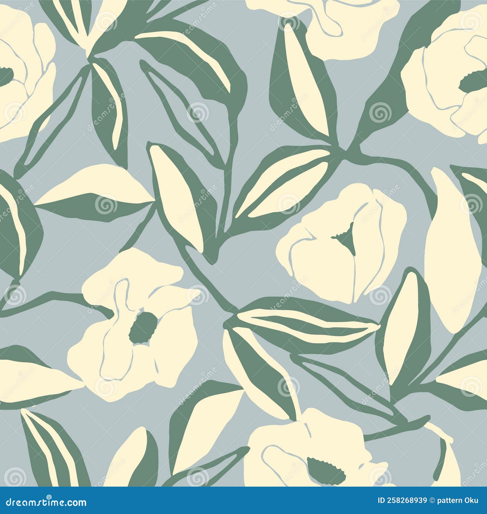Vector Flower and Leaf Illustration Seamless Repeat Pattern Stock ...