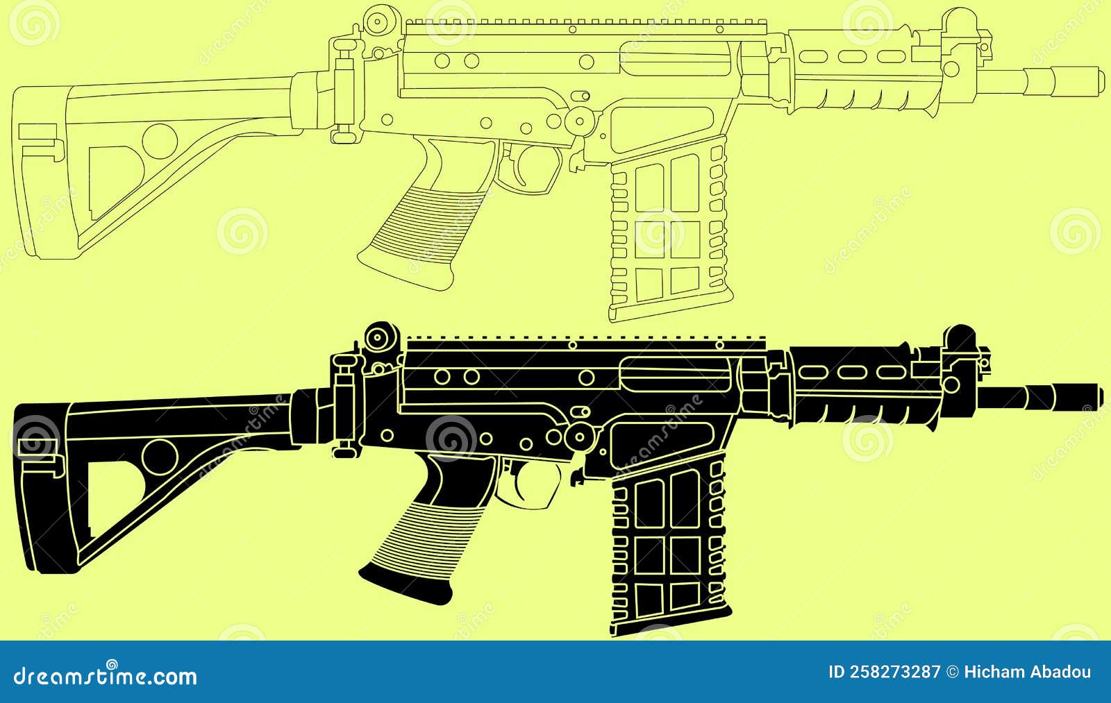 DSA SA58 FAL Rifle Carbine stock vector. Illustration of automatic ...