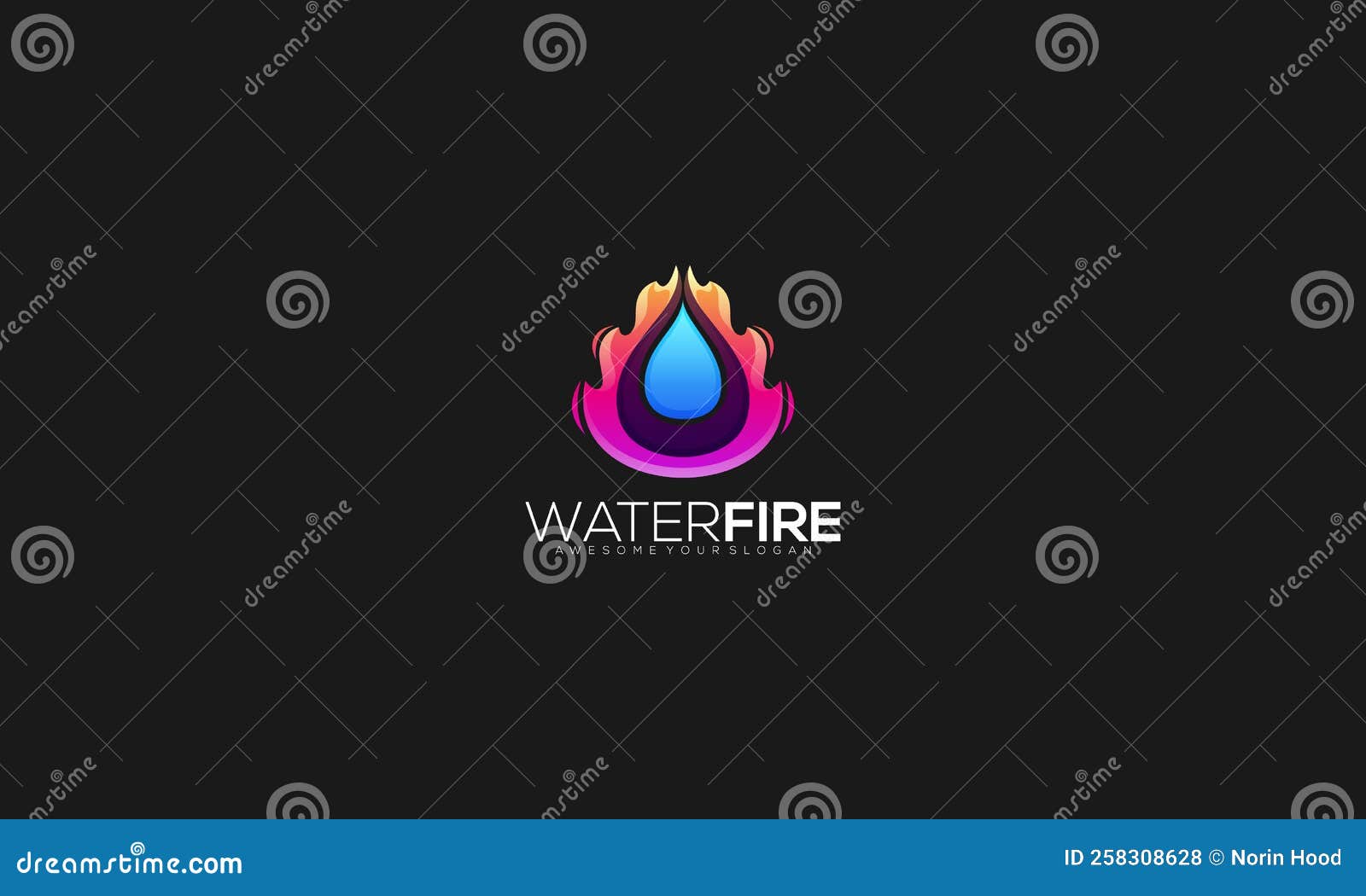 Vector Logo Illustration Water Fire Gradient Colorful Style Stock ...