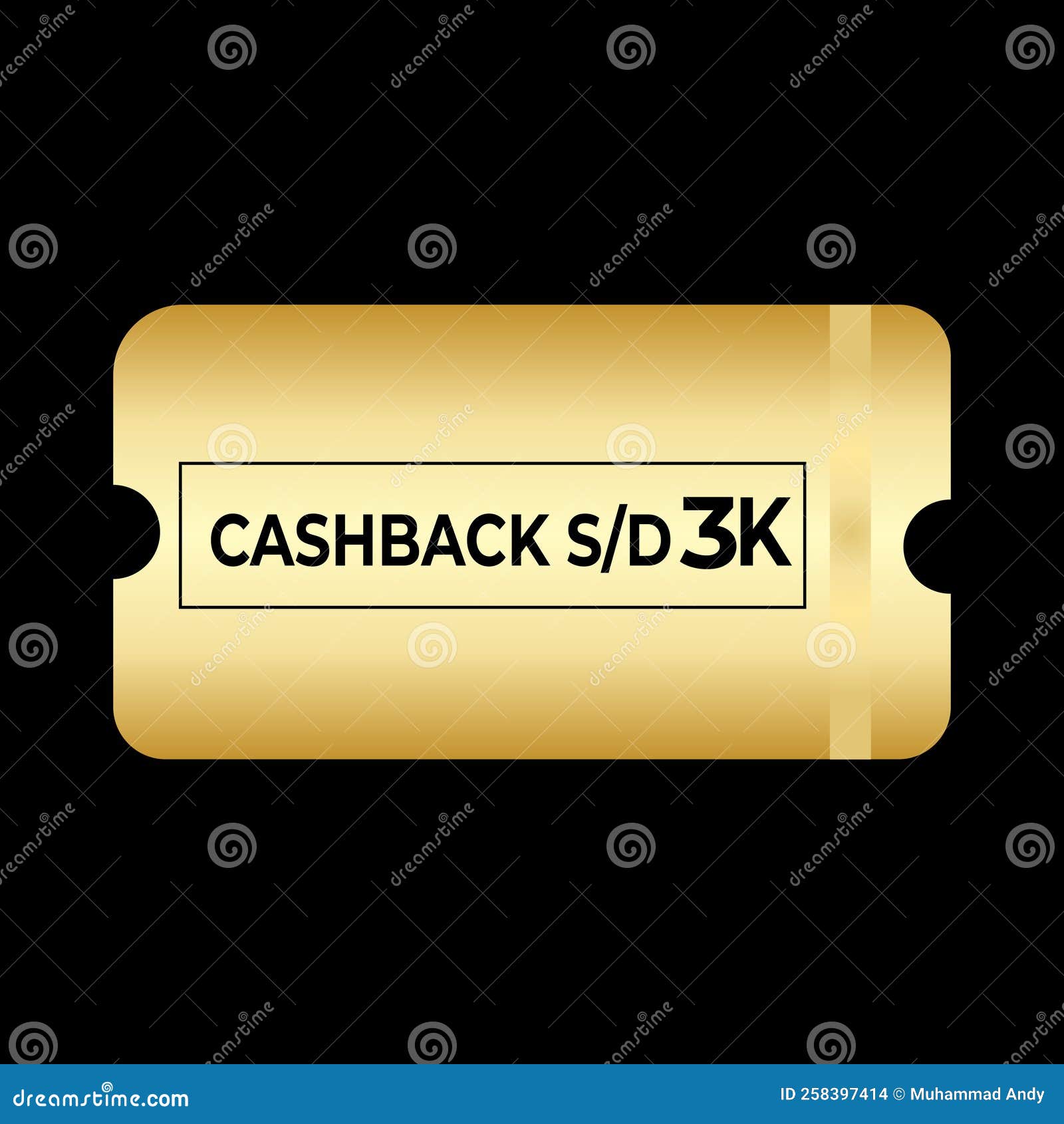 Golden Coupon Cashback 3k Ticket Illustration Vector. Can Be Used for ...