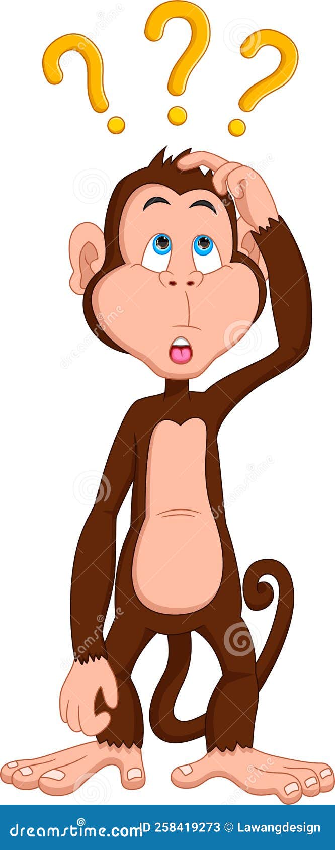 Cartoon Confused Monkey On White Background | CartoonDealer.com #258419273