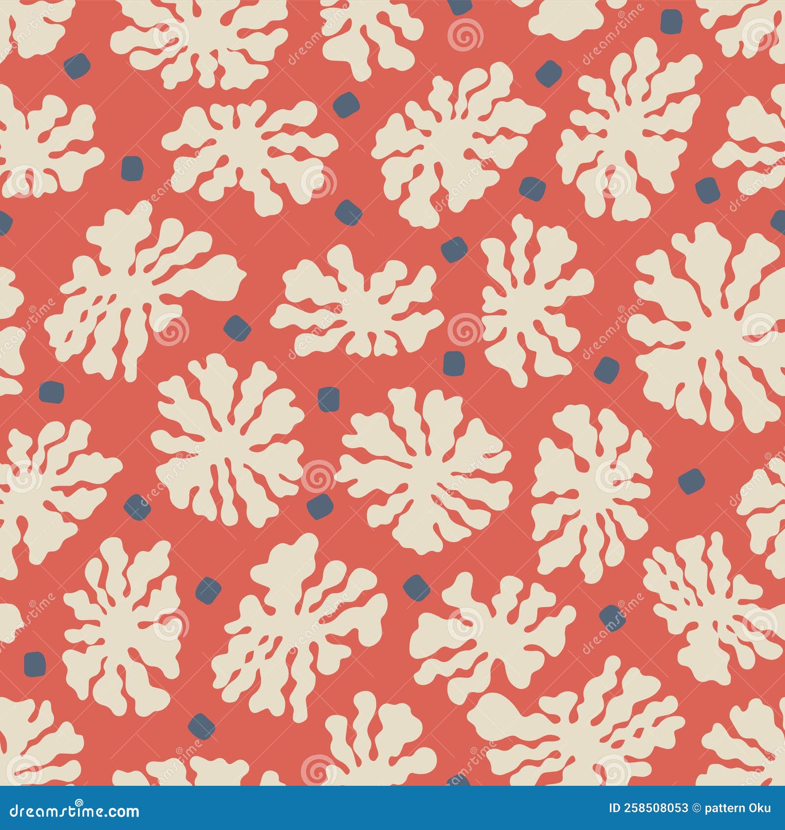 Vector Simple and Abstract Flower Illustration Seamless Repeat Pattern ...