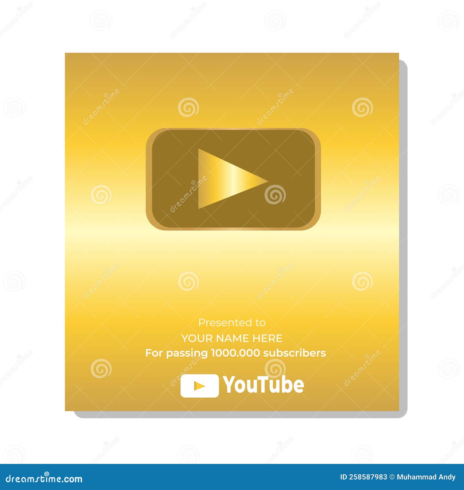 Golden Youtube Subscriber Play Button Illustrator. Can Be Used for ...