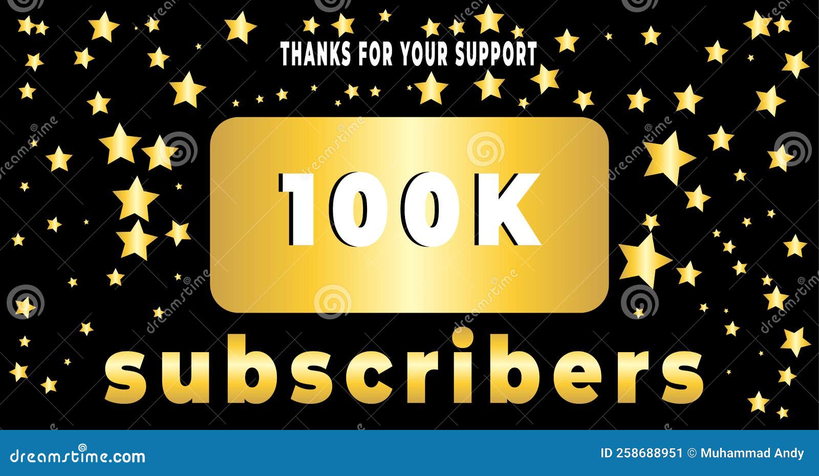Subscribers 100k Black Background with Gold Star. Can Be Used for ...