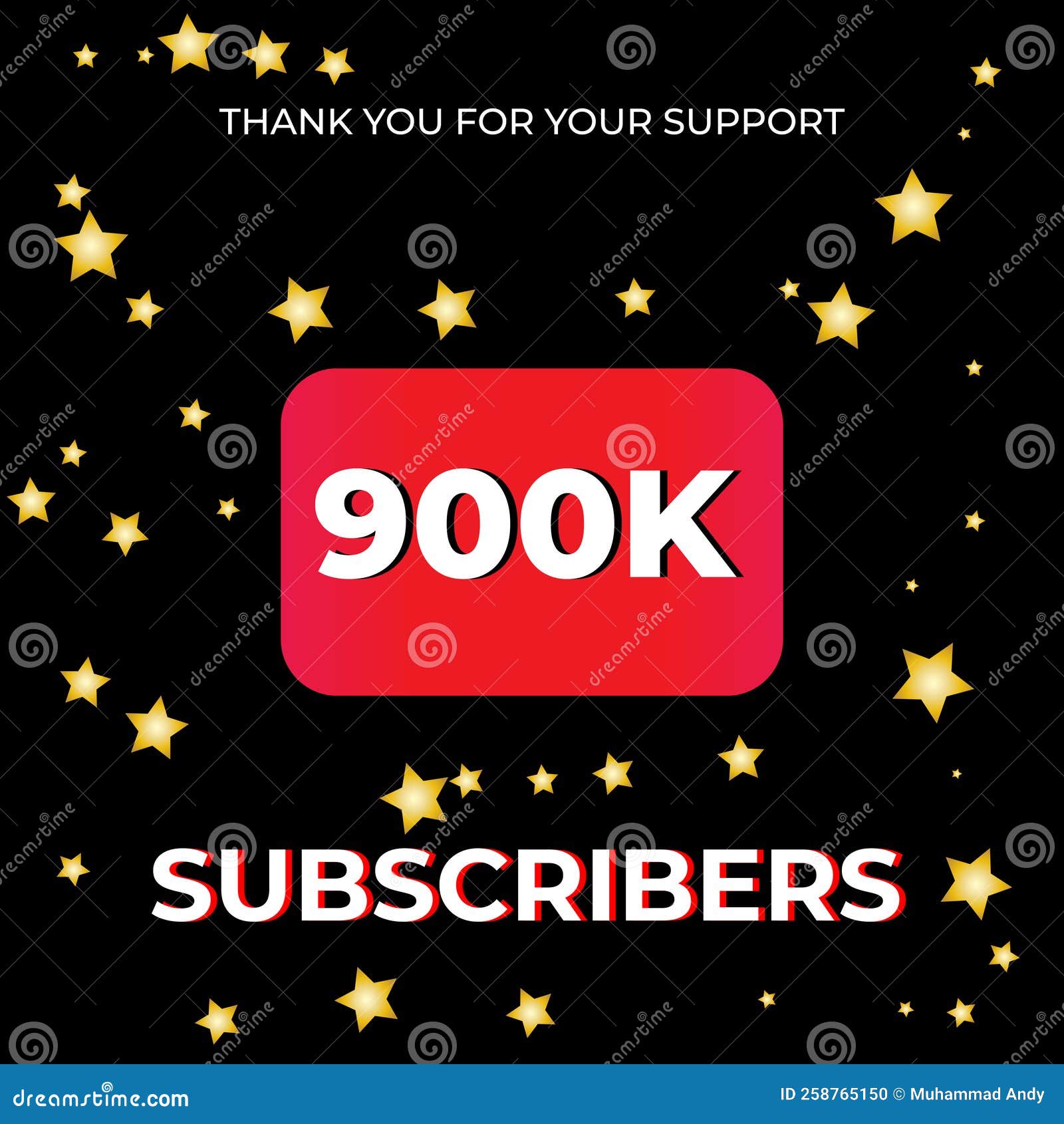900k Subscribers Background Black with Golden Star Stock Vector ...