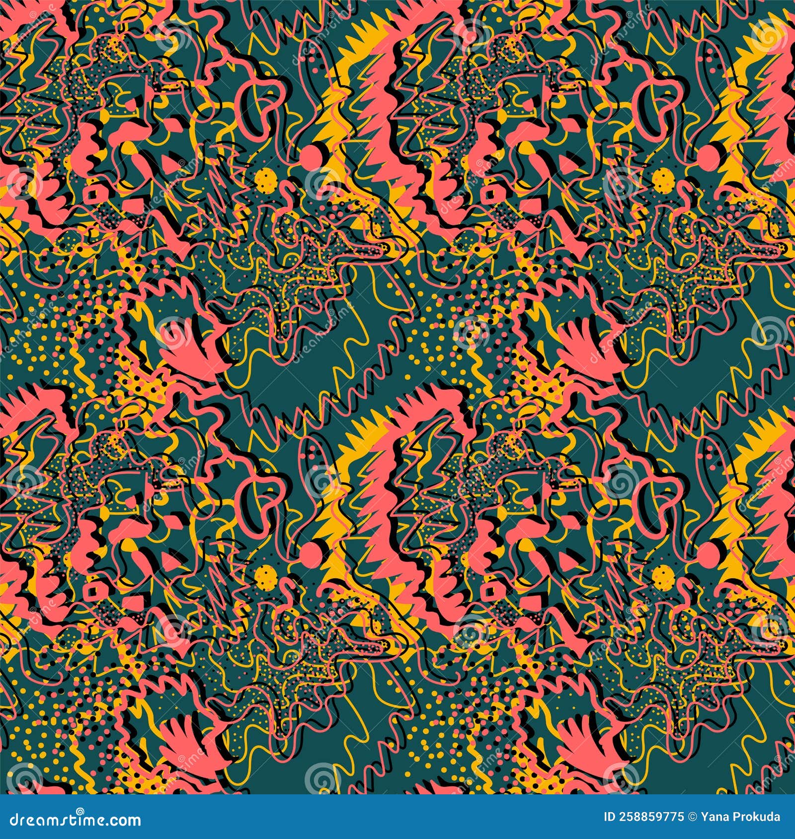 Seamless Abstract Hand Drawn Pattern in Boho Style Stock Vector ...