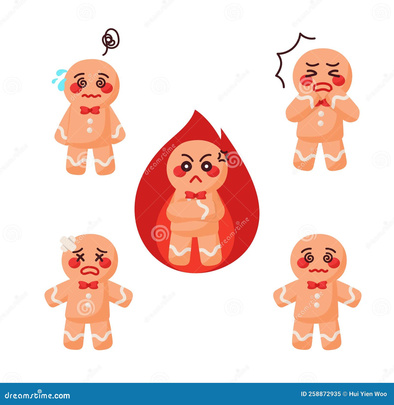 Gingerbread Man Cookies with Different Emotion Collection Set. Confuse ...