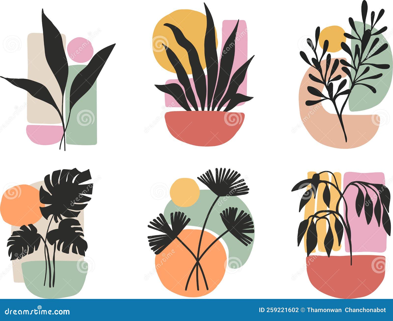 Minimal Art Abstract Plants Vector Design Stock Vector - Illustration ...