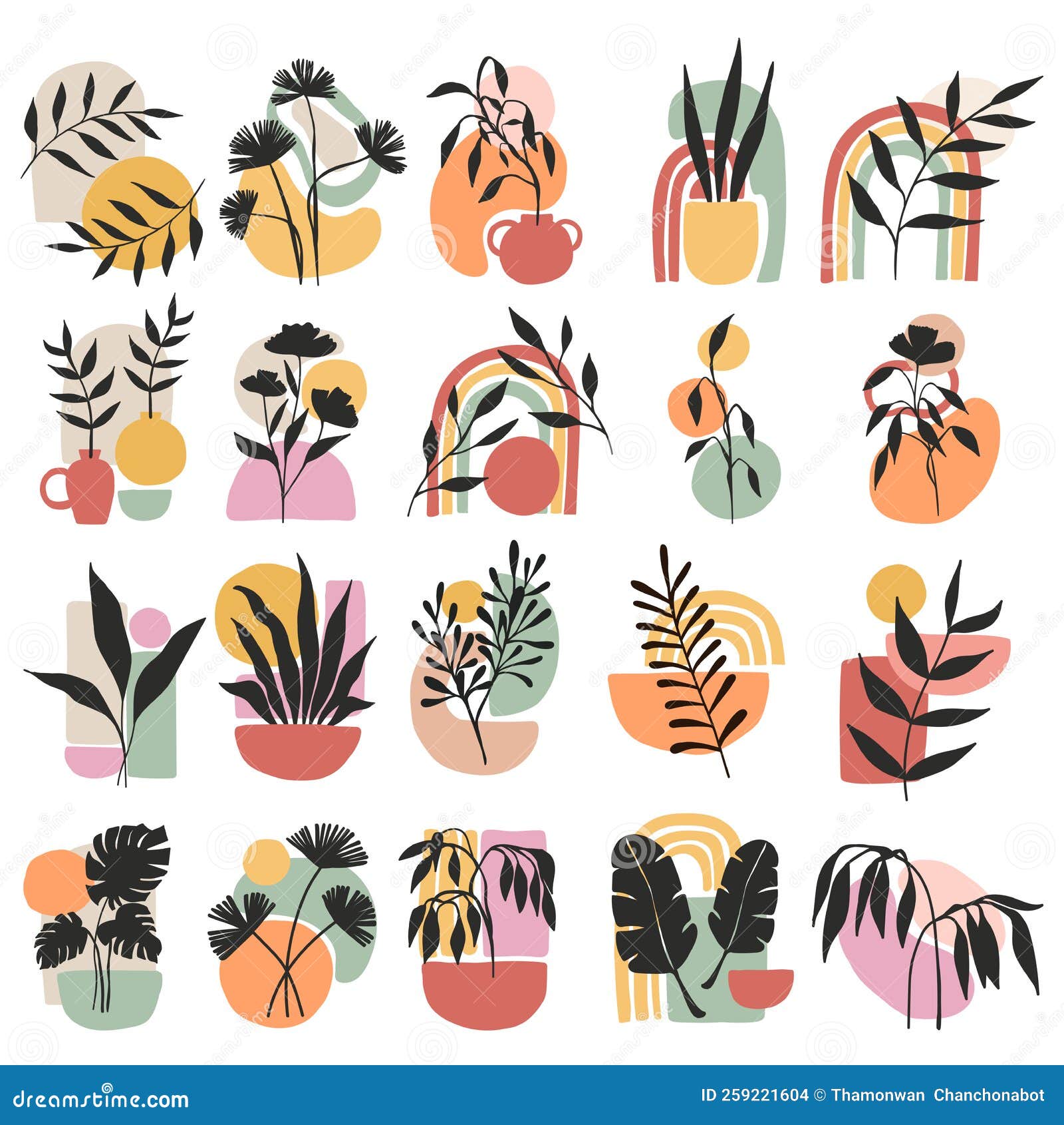 Minimal Art Abstract Plants Vector Design Stock Vector - Illustration ...