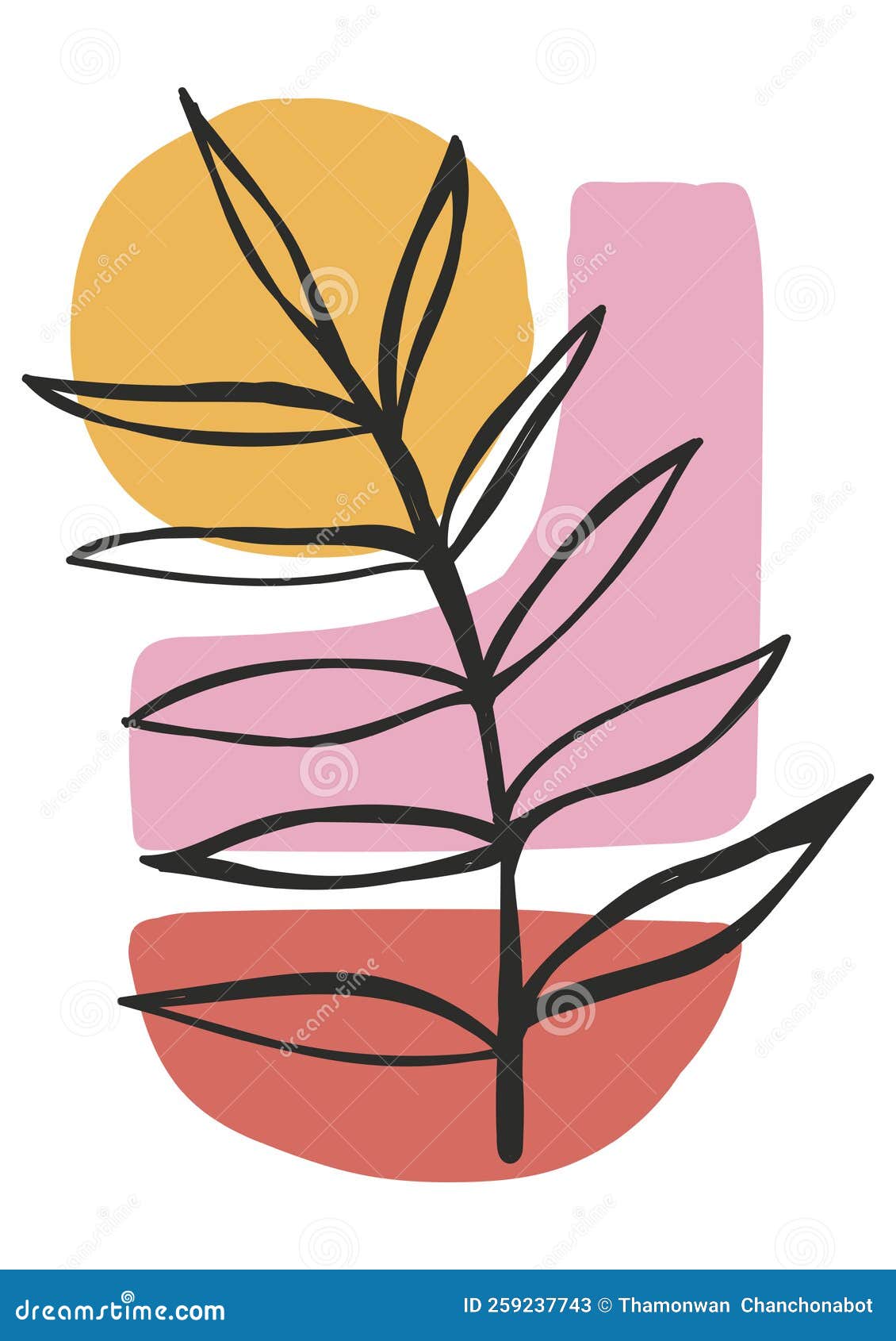 Minimal Art Abstract Plants Vector Design Stock Vector - Illustration ...
