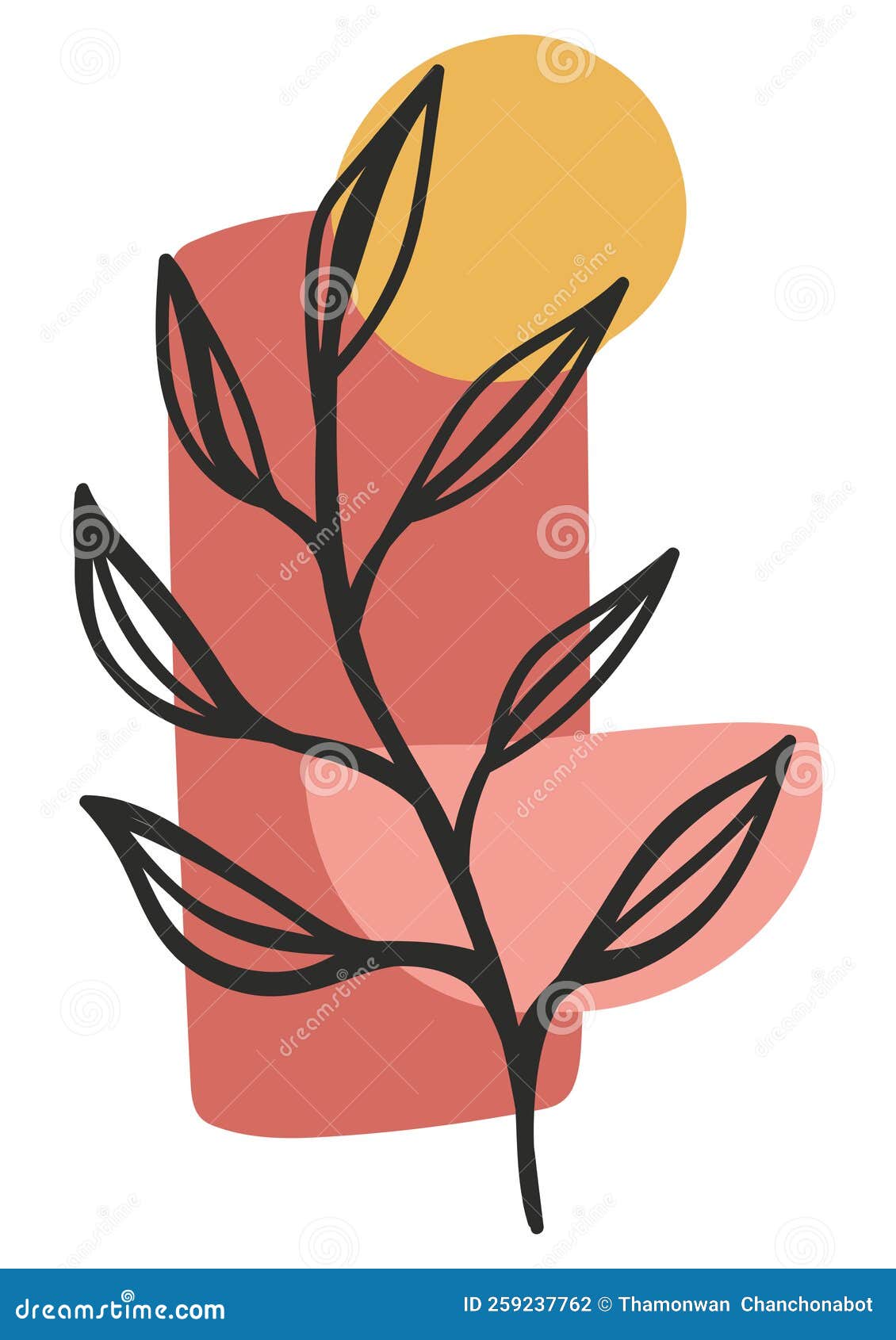 Minimal Art Abstract Plants Vector Design Stock Vector - Illustration ...