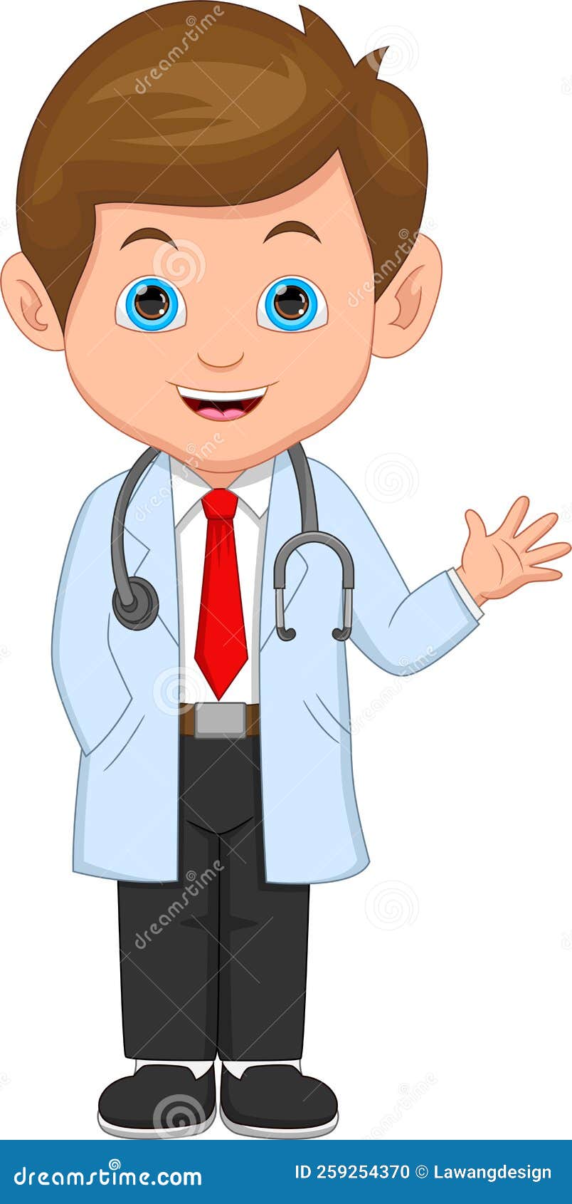 Cartoon Cute Young Doctor Waving Stock Vector - Illustration of ...