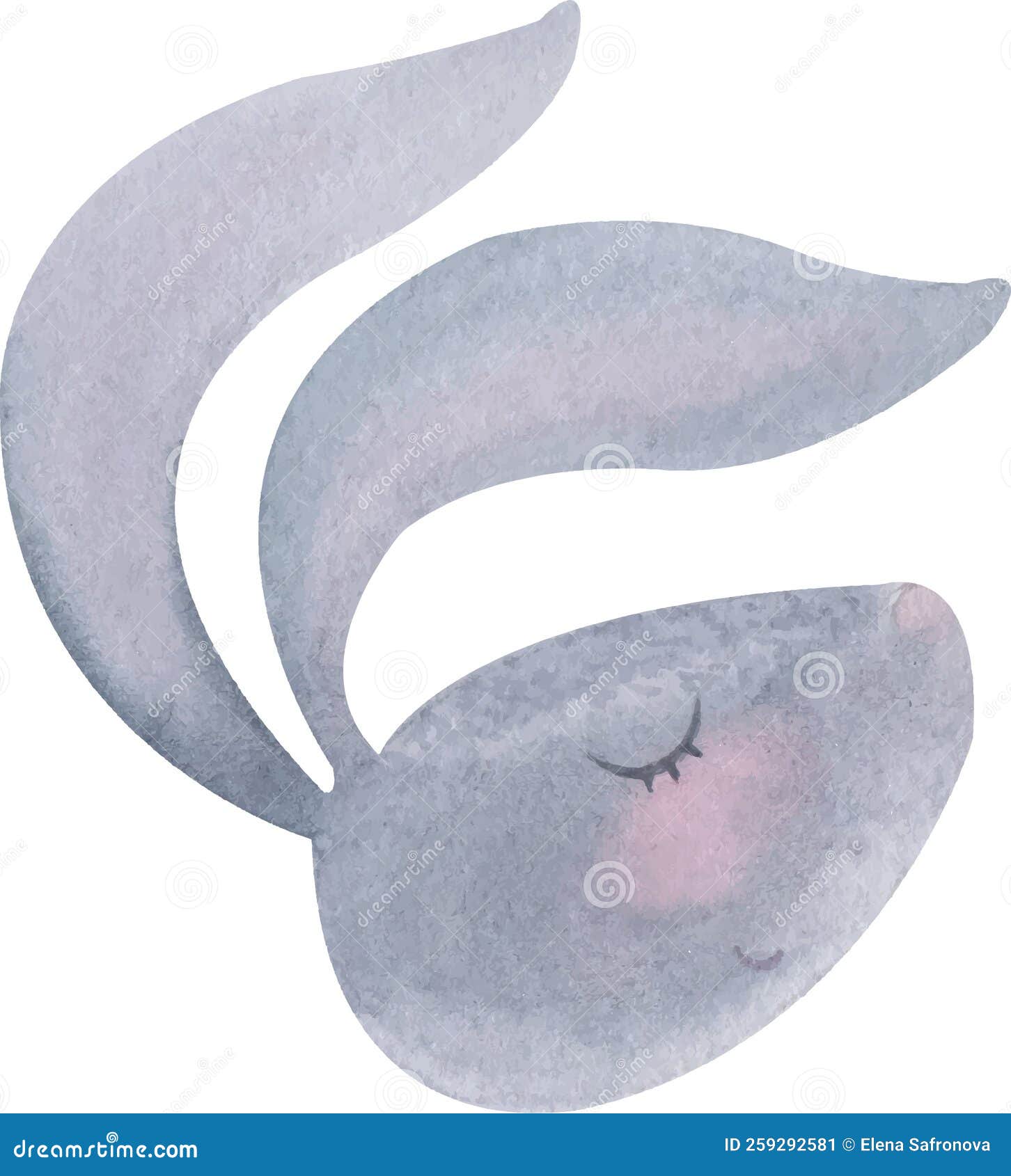 Web Head of a Cute Sleeping Dreaming Rabbit with Long Ears Stock Vector ...