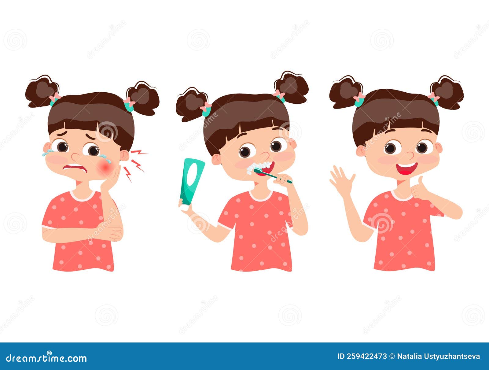 Cute Girl with Tooth Brush and Toothpaste. Child Brushing Teeth. Dental ...