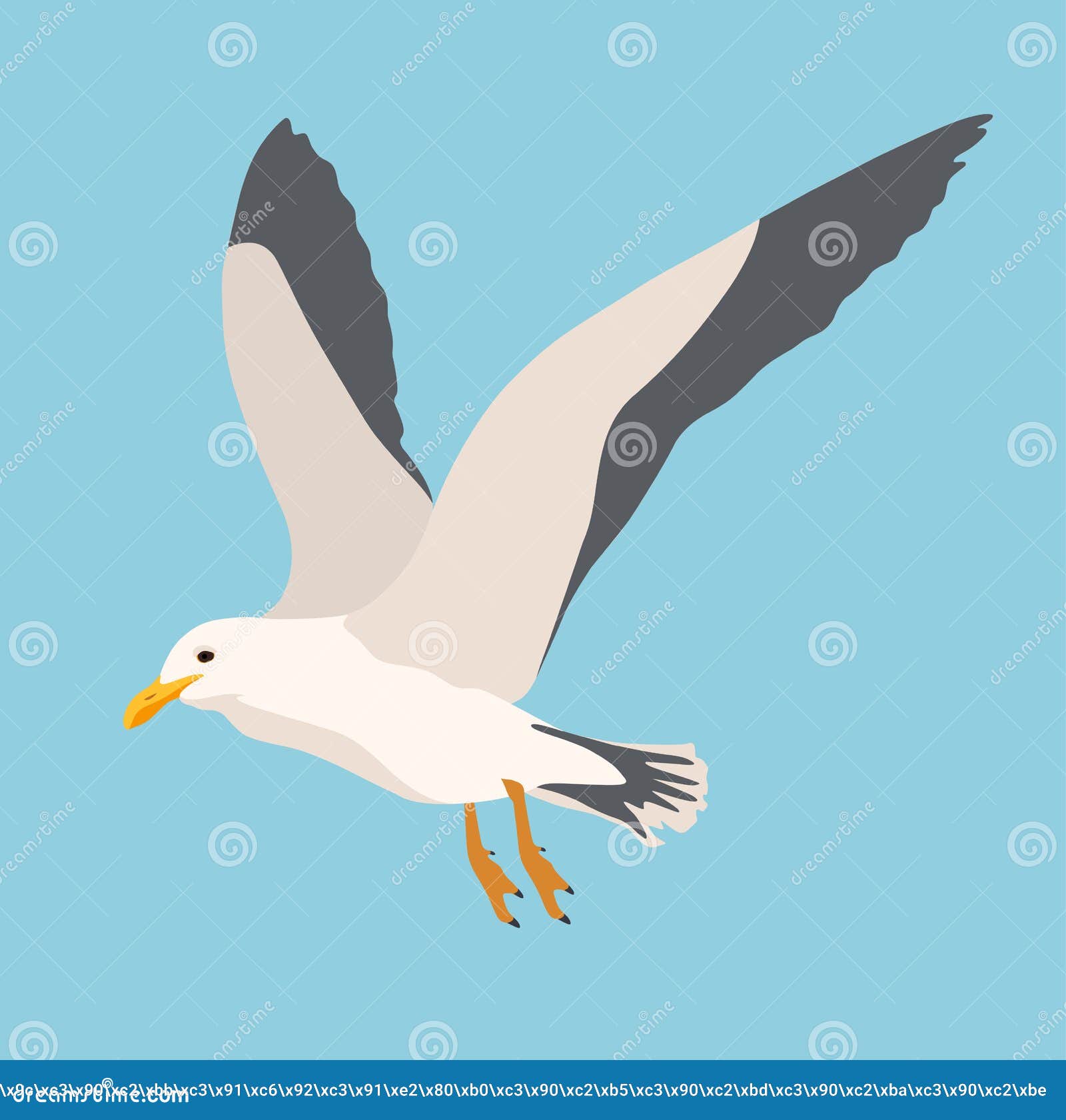 Cartoon Atlantic Seabird Flying Isolated On White Background. Colored ...