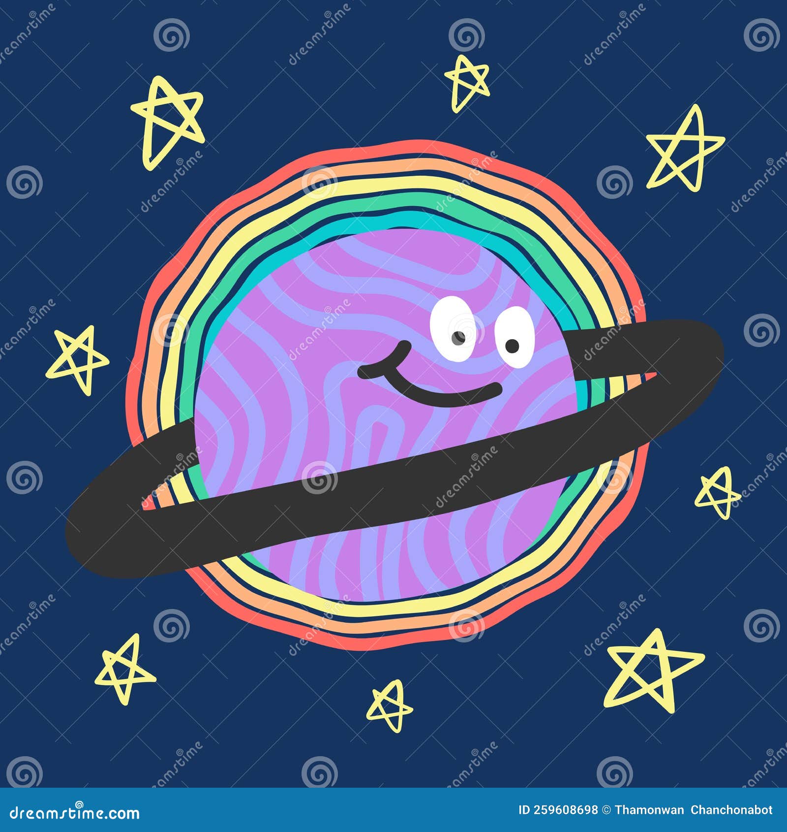 Cute Character Space Aliens Stars and Planets Vector Stock Vector ...