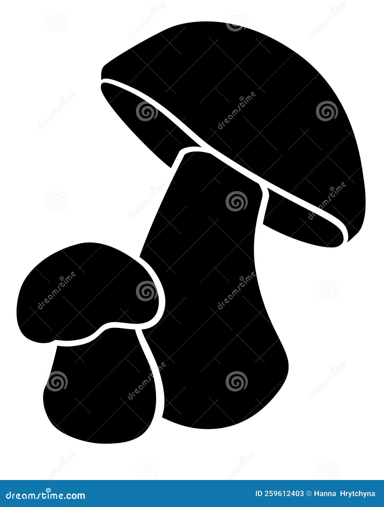 Boletus Edulis, Porcini Forest Mushrooms - Vector Silhouette Picture ...