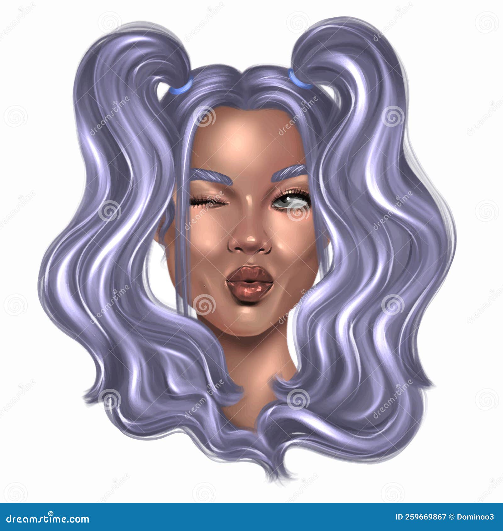 Funny Winking Girl. Digital Illustration. Stock Vector - Illustration ...