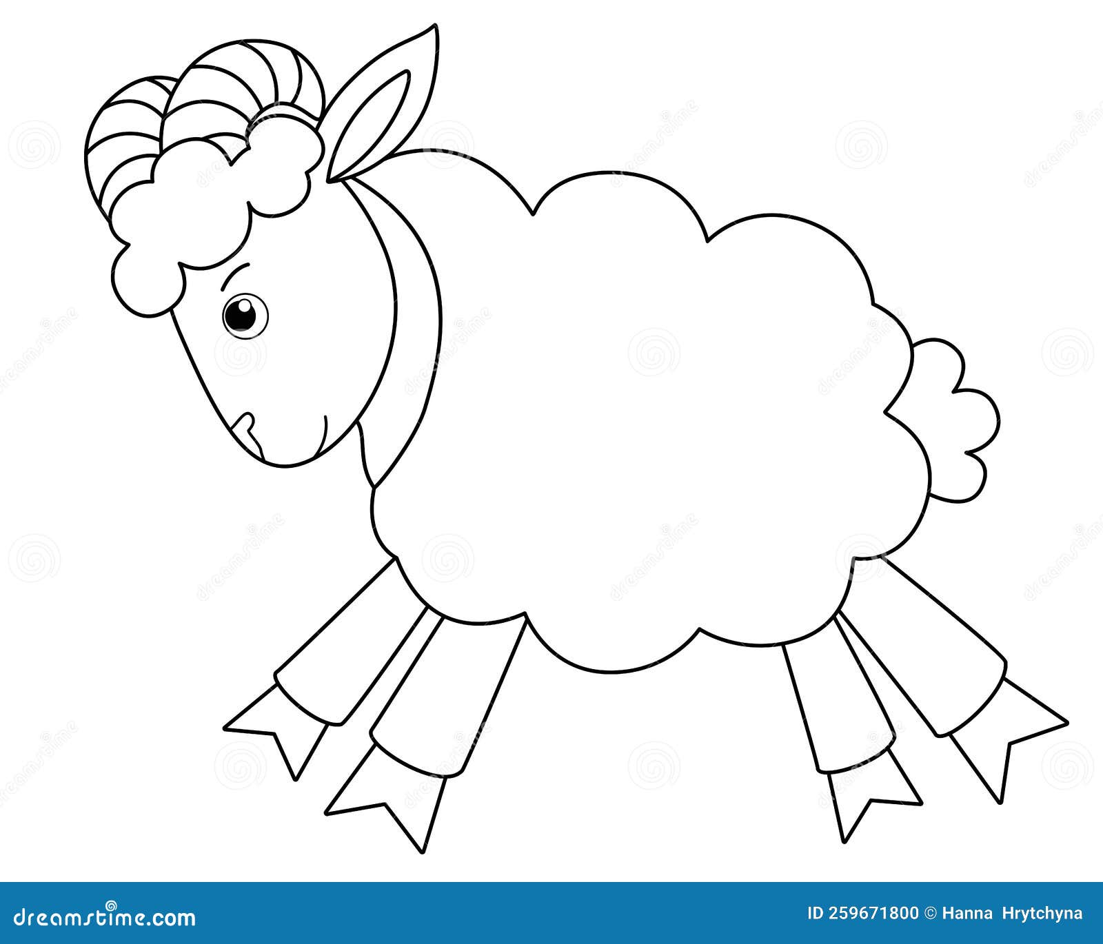 Running Ram, Farm Animal - Vector Linear Picture for Coloring. Outline ...