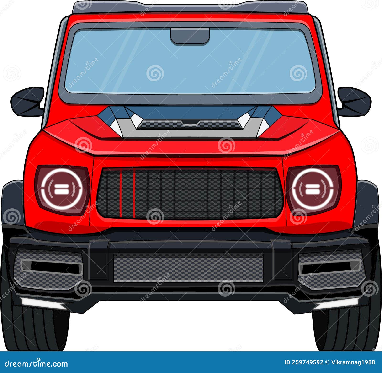 Jeep Red Color in Front Side Stock Illustration - Illustration of jeep ...