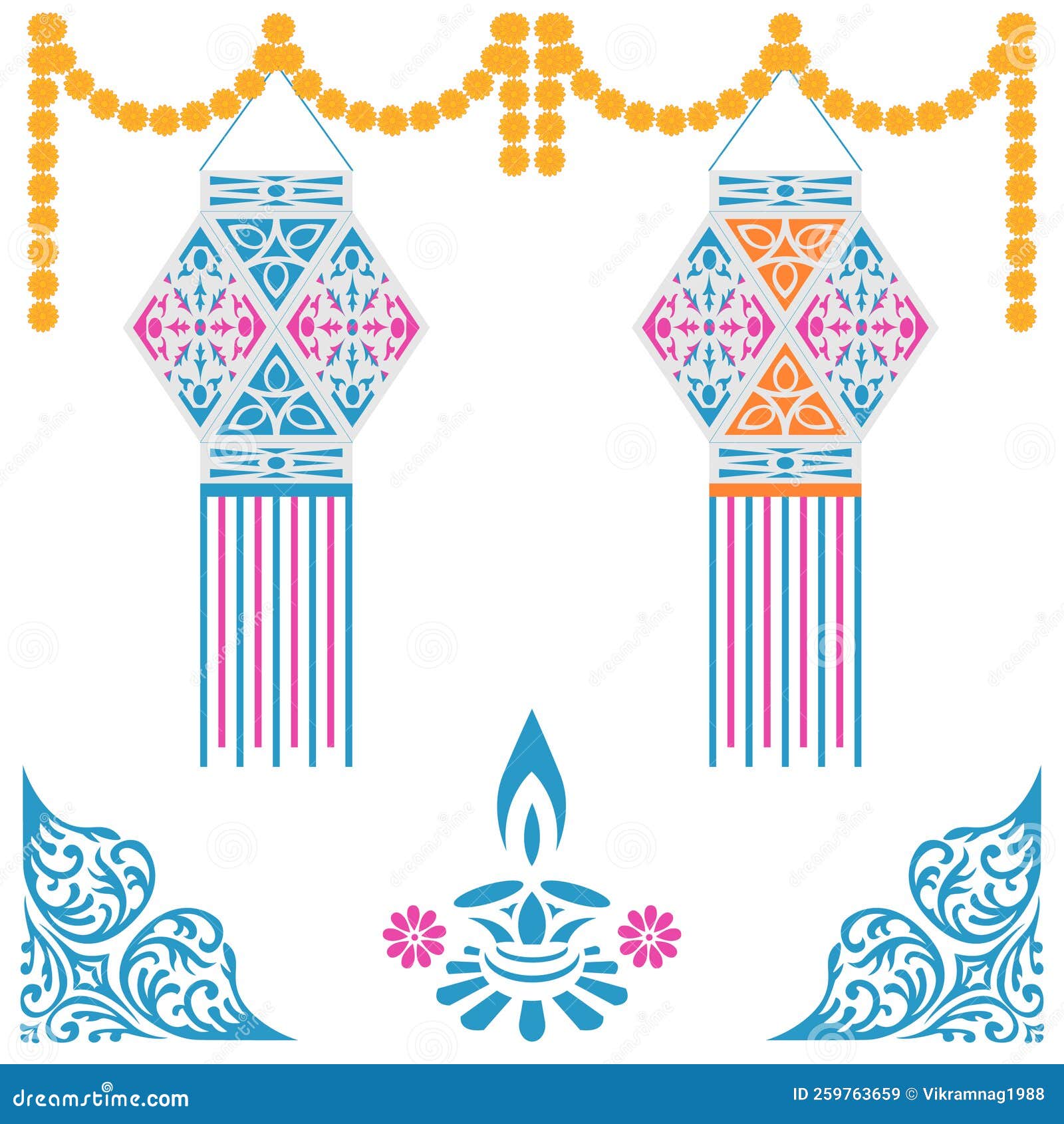 Diwali Kandil Akash Design for Festival Decoration Stock Illustration ...