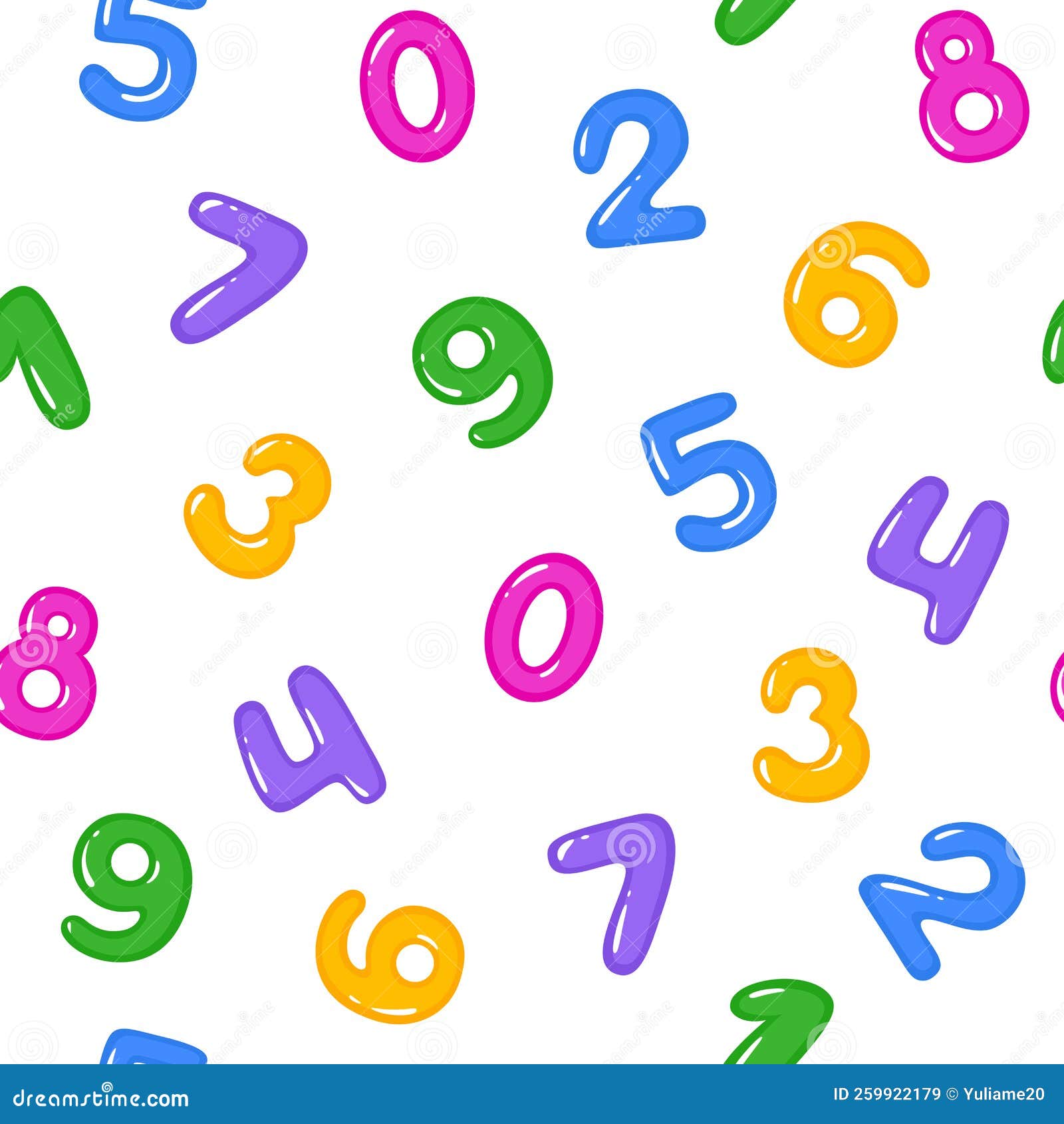 Kids Seamless Pattern with Colorful Cartoon Numerals. Nursery Theme ...
