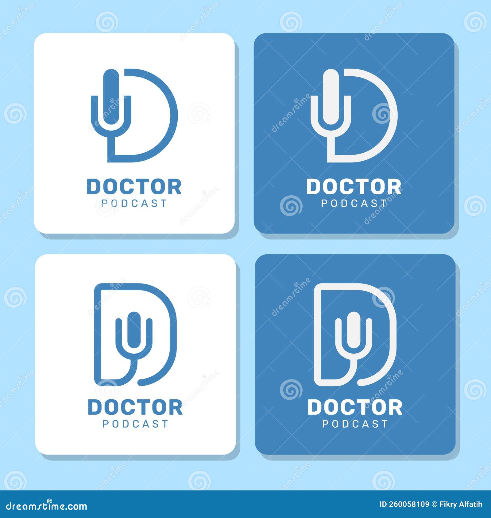 Flat Design Doctor Podcast Logo Template Collection Stock Vector ...