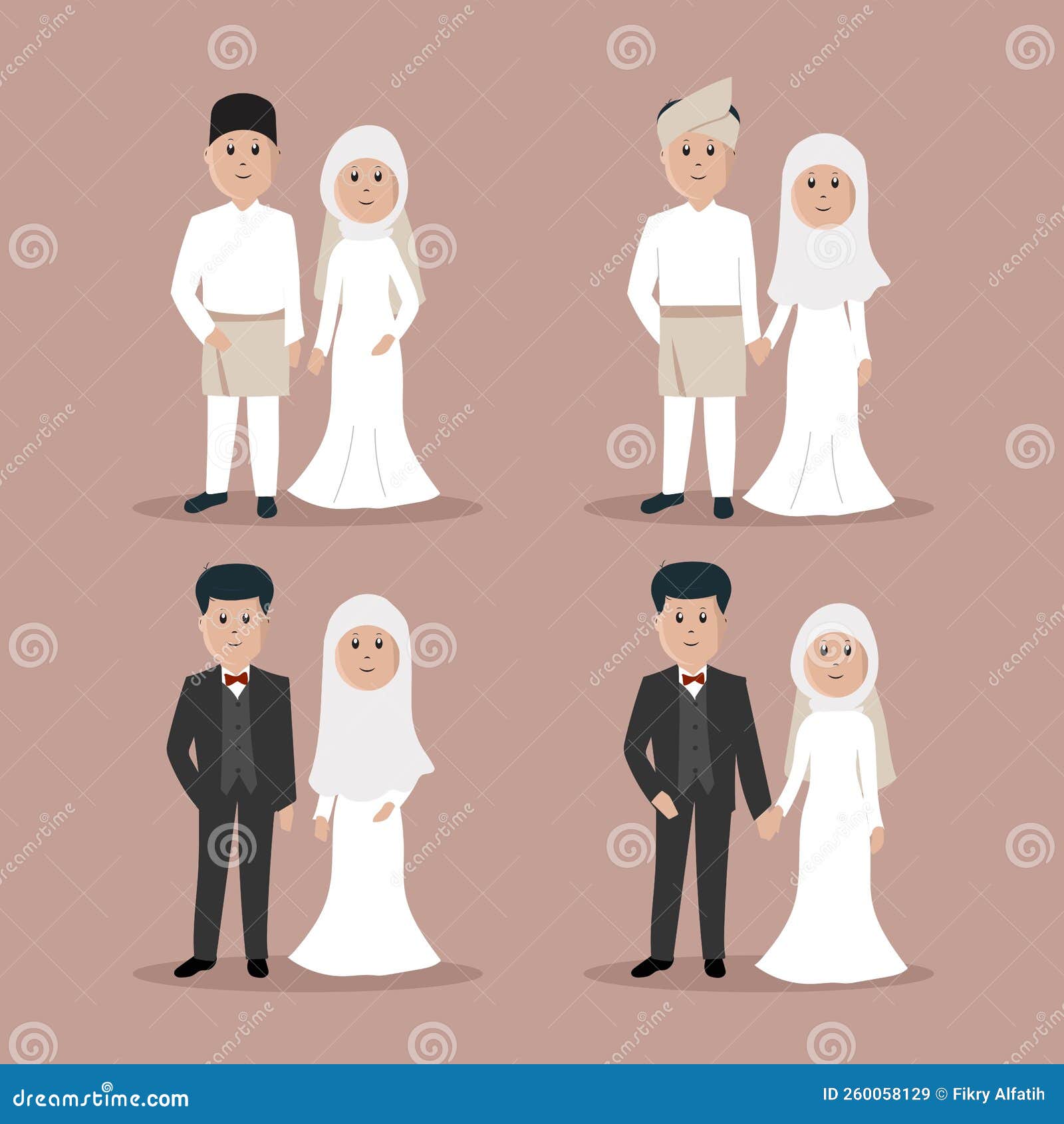 Cute Wedding Bride Couple Hijab Collection for Wedding Invitation Card ...