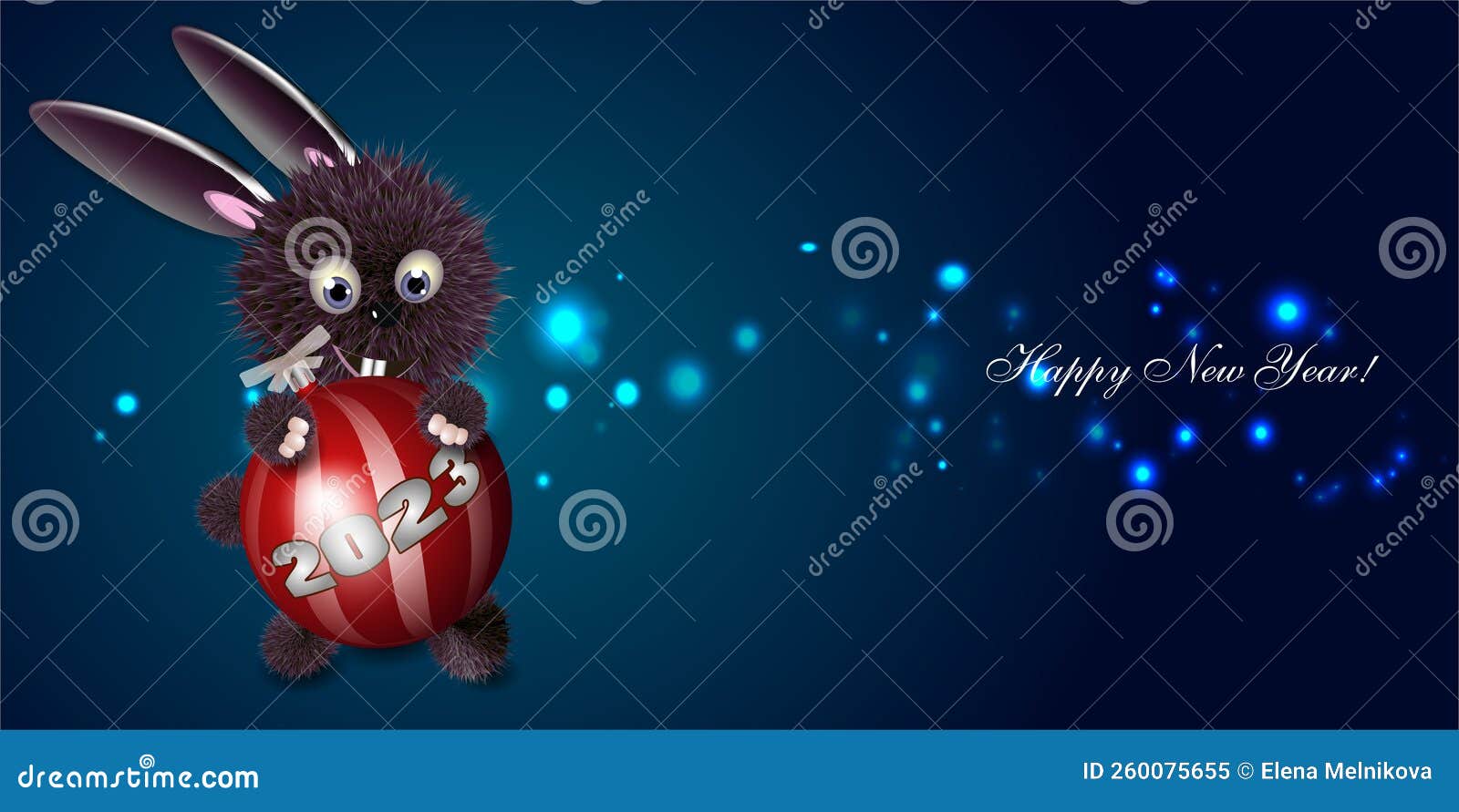 Black Rabbit with a New Year S Balloon. the Symbol of 2023 Stock ...