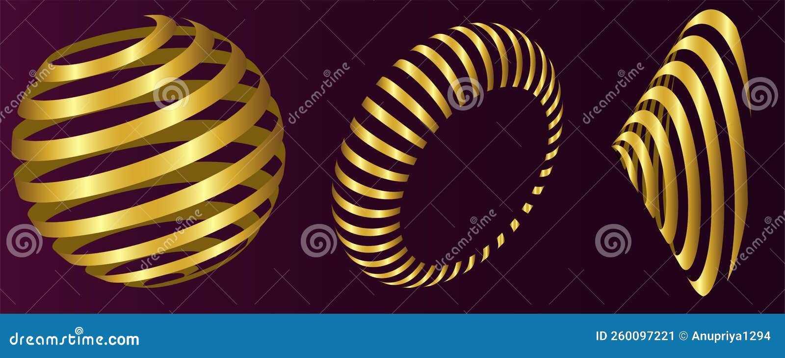 3D Spiral Shapes Vector File Stock Vector - Illustration of electric ...