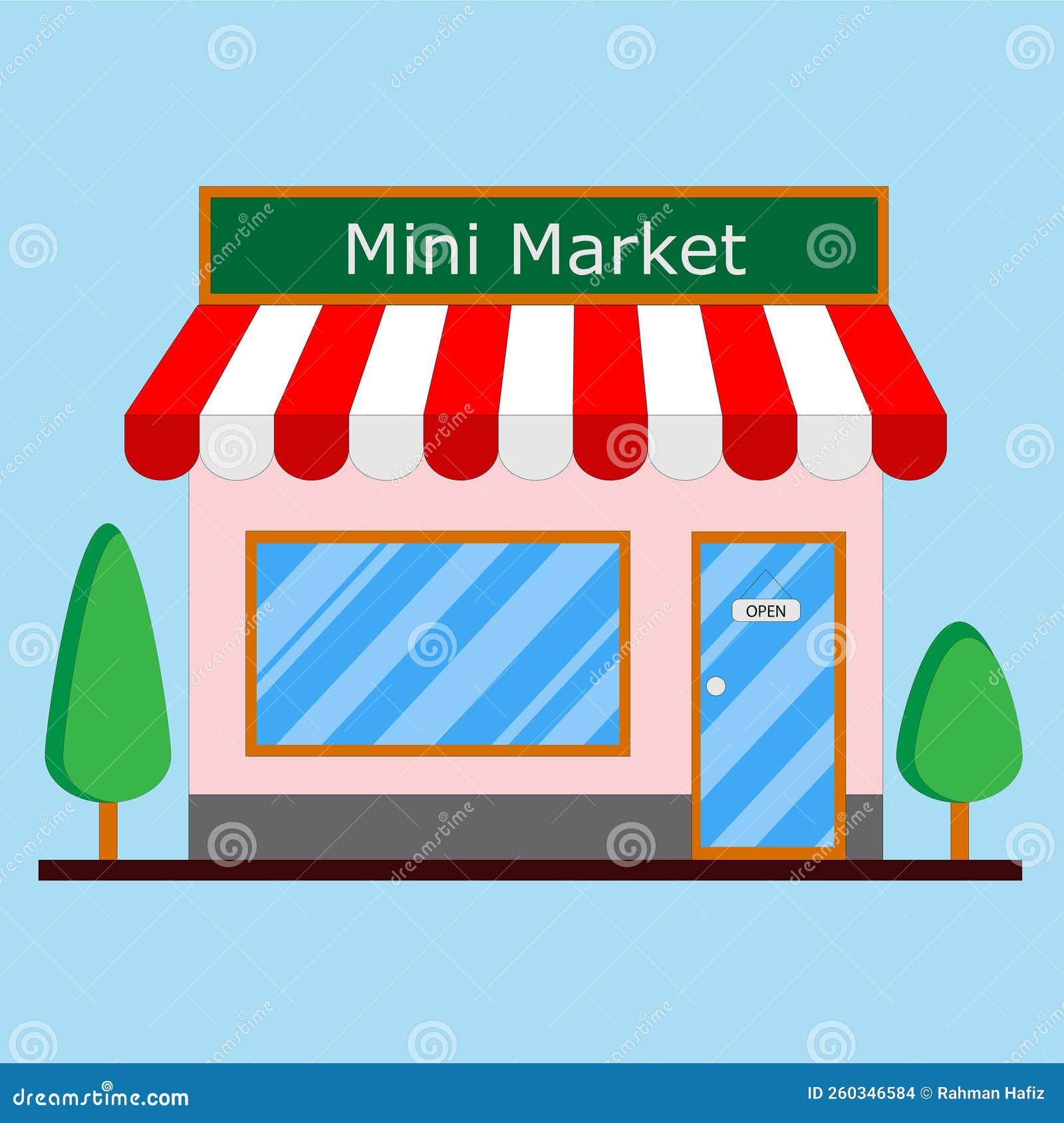 Minimarket Flat Design Vector Illustration Stock Vector - Illustration ...