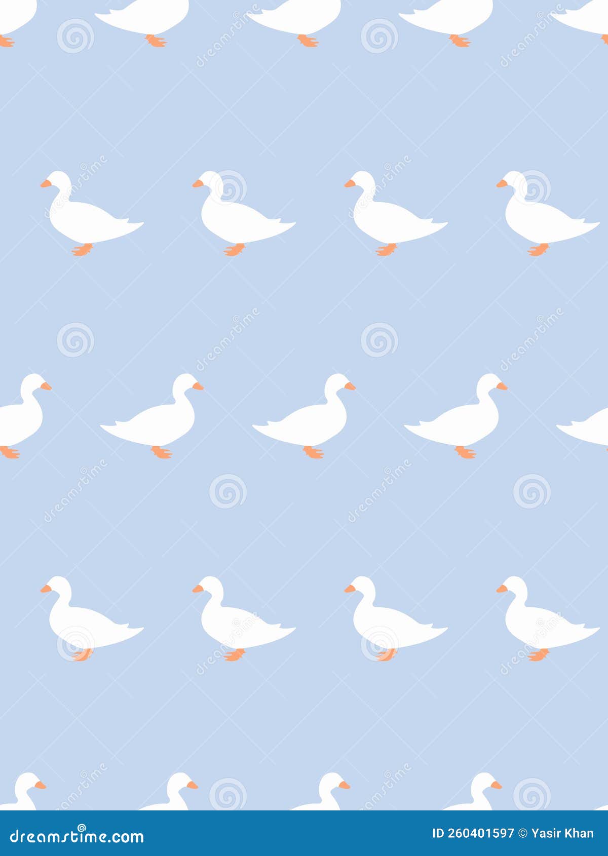 Seamless Duck Design Repeating Pattern Cute Bird Animal Stock Vector ...