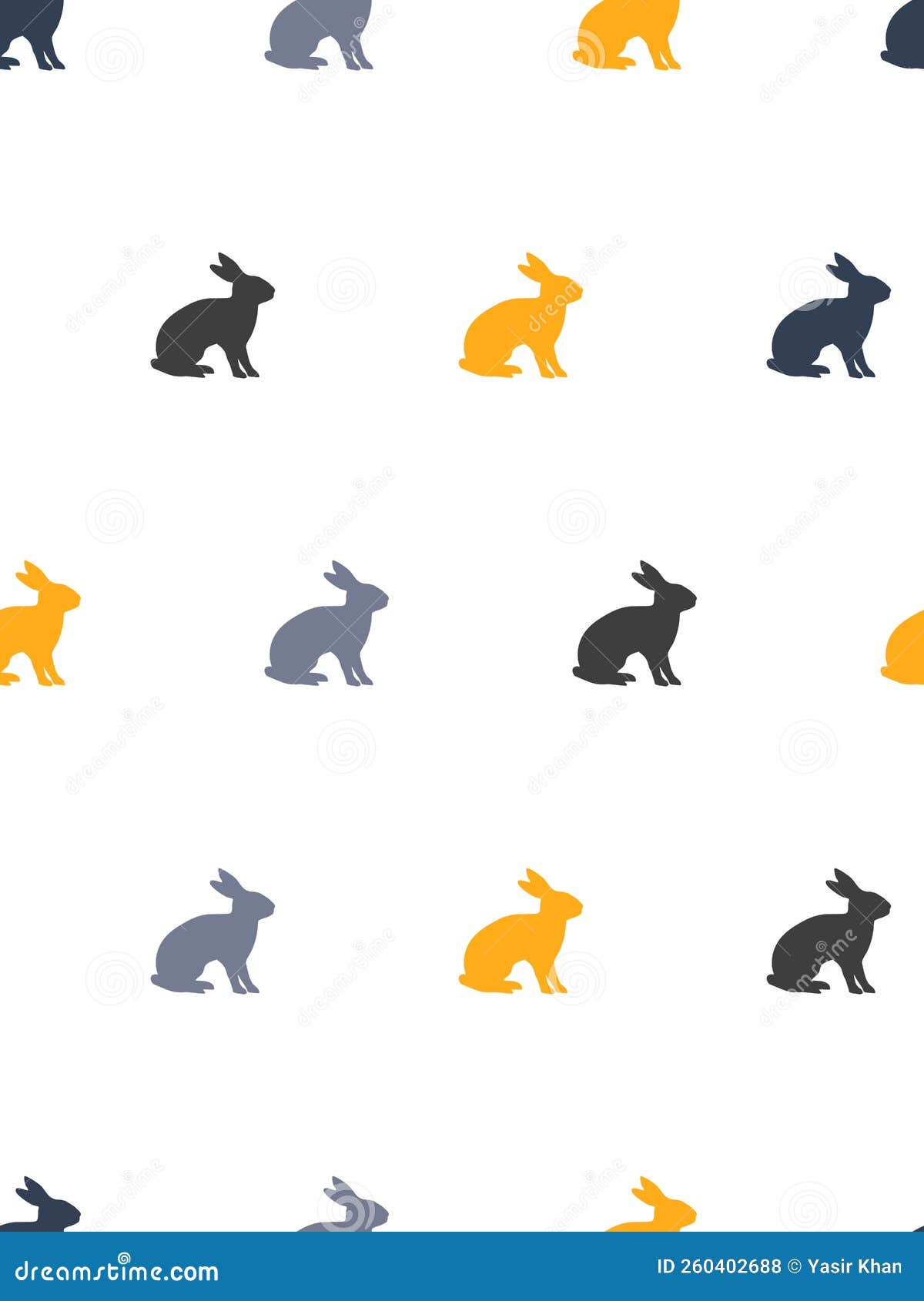 Rabbit Bunnies Beautiful Multicolor Seamless Pattern and Repeat Style ...