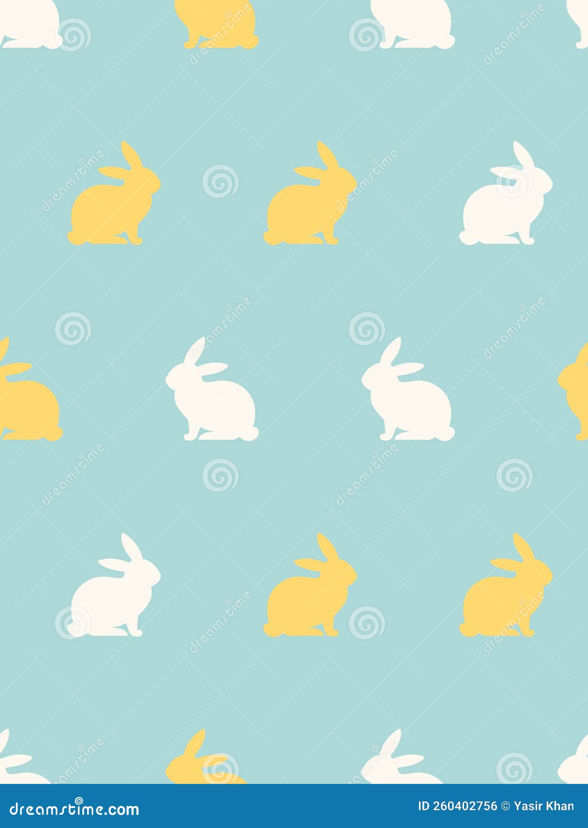 Bunny Rabbit Seamless Pattern Design Lite Colors Repeating Stock Vector ...