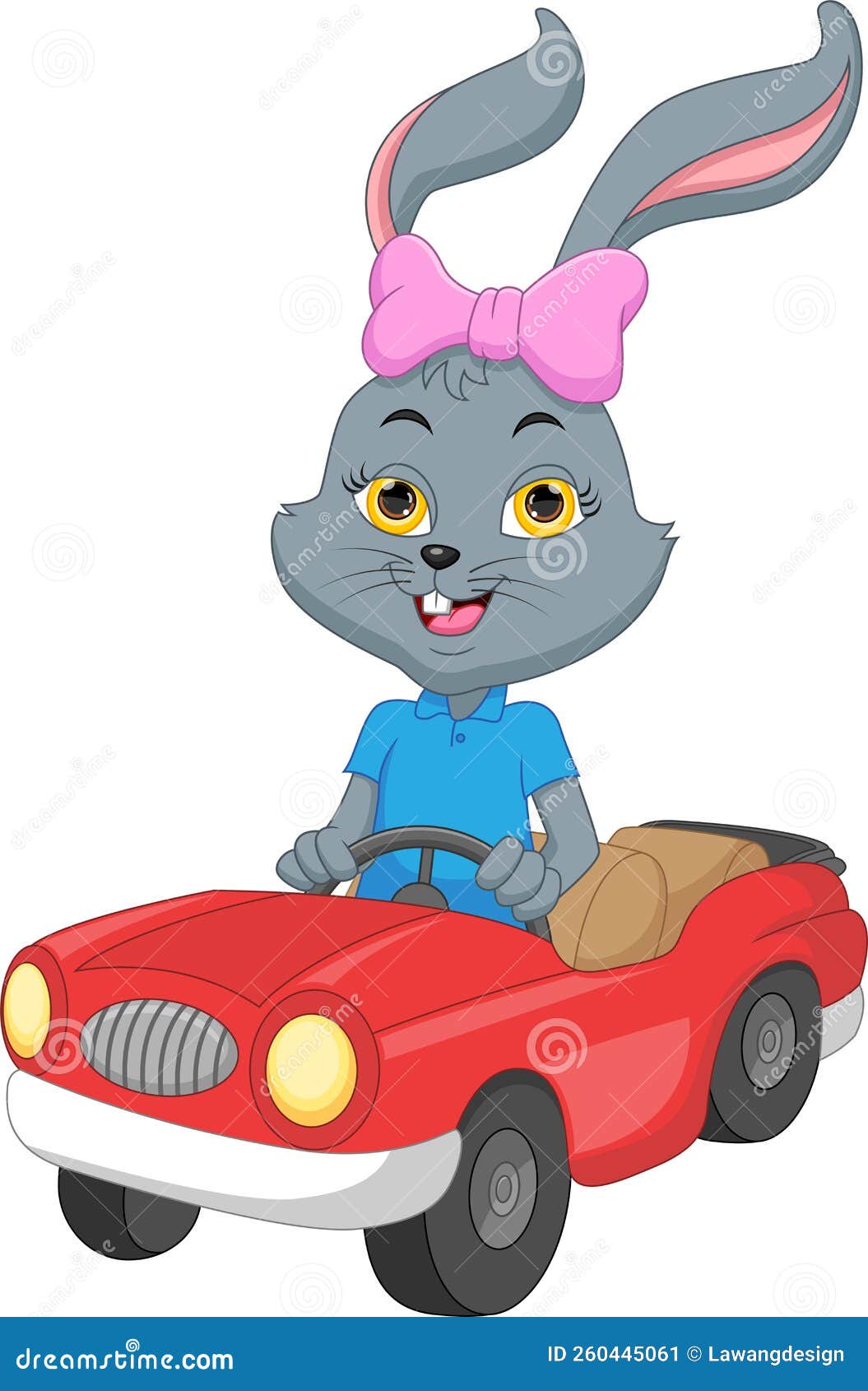 Cartoon Cute Rabbit Driving a Car Stock Vector - Illustration of design ...