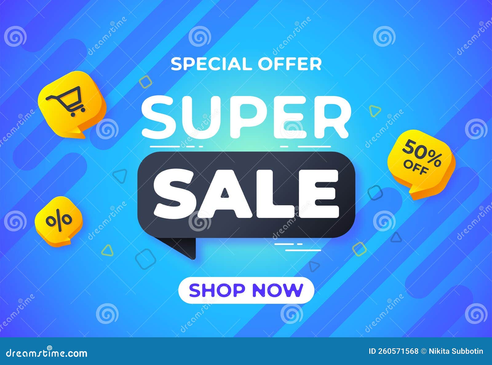 Super Sale Banner, Special Offer, Shop Now, 50 Off Sale, Blue ...