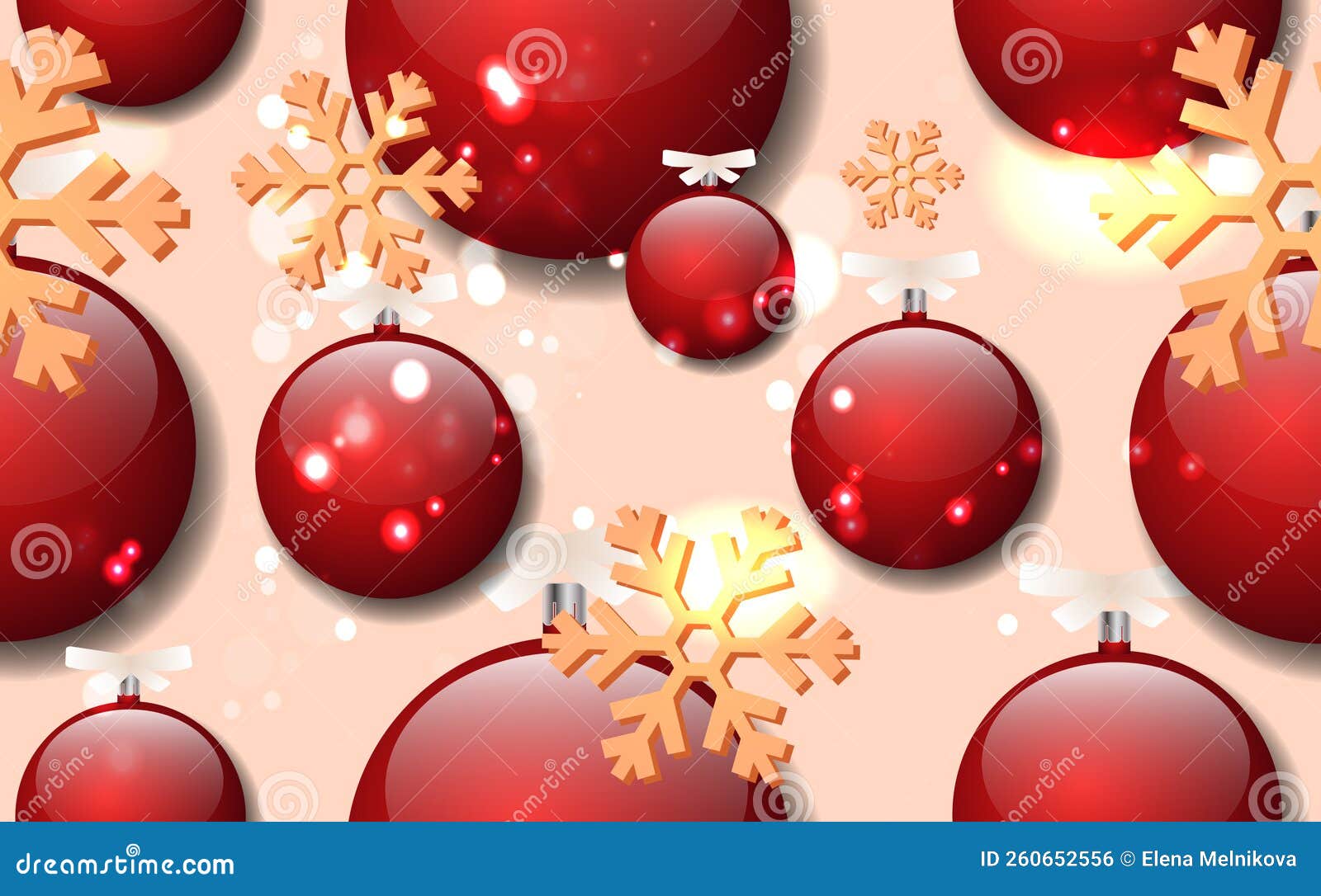 Seamless Christmas Pattern with Red Balls and Snowflakes Stock Vector ...