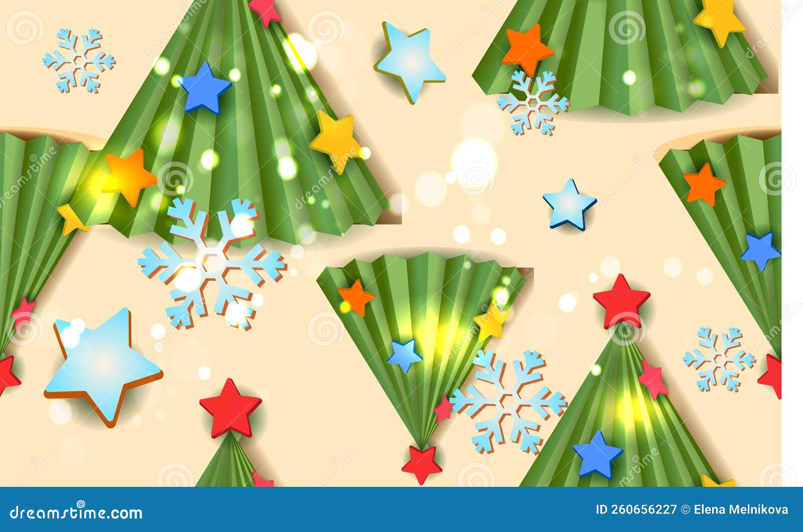 Seamless Christmas Pattern with Christmas Trees and Stars Stock Vector ...