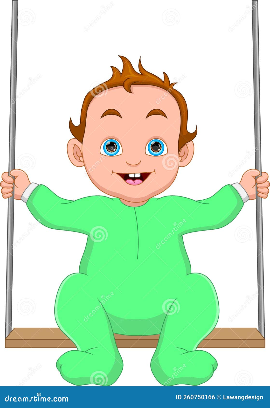 Cartoon Cute Baby Playing on the Swing Stock Vector - Illustration of ...