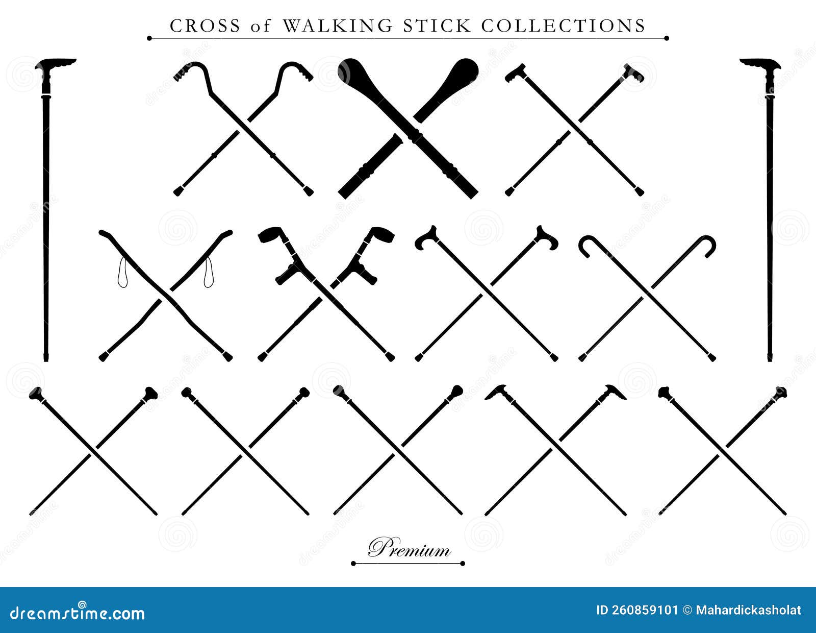 Walking Stick Crossed for Symbol Element. Stock Vector - Illustration ...