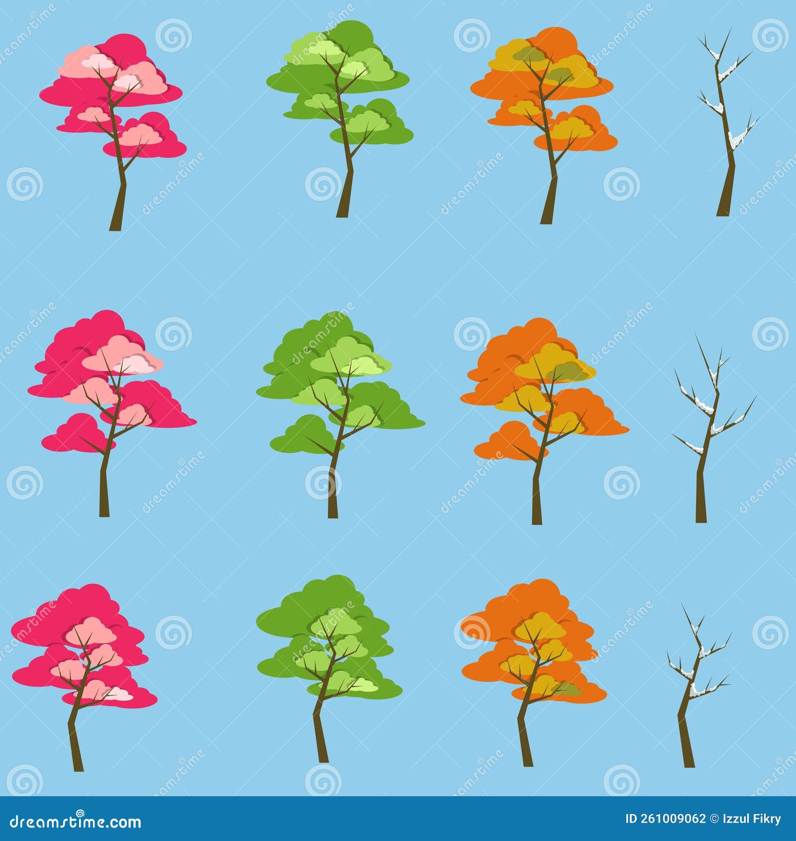 All Season Tree Spring Summer Autumn and Winter Stock Vector ...